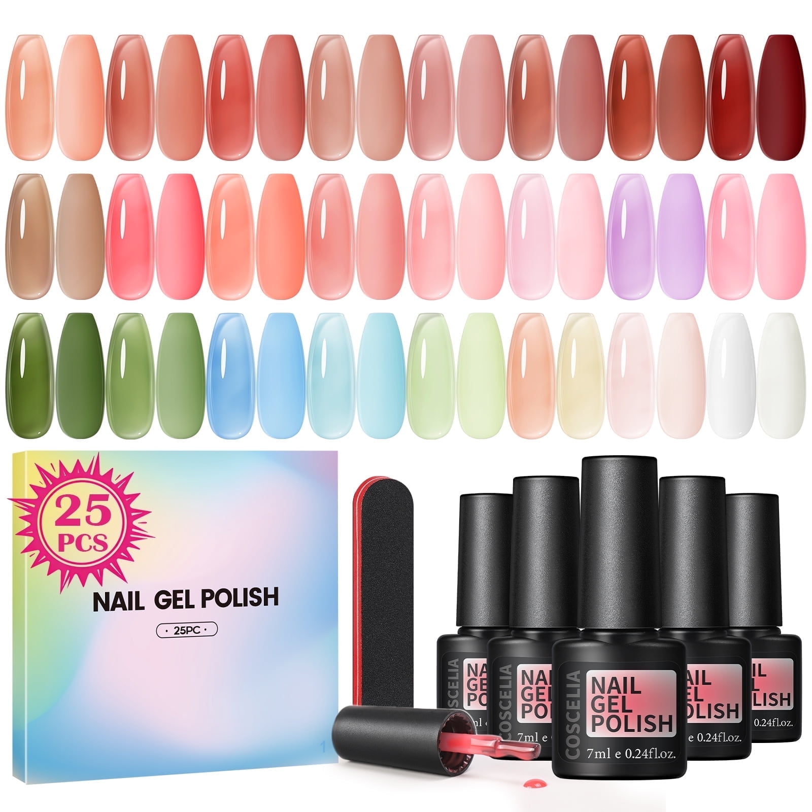 Coscelia Gel Nail Polish 25 Colors Gel Polish Set Translucent Jelly ...