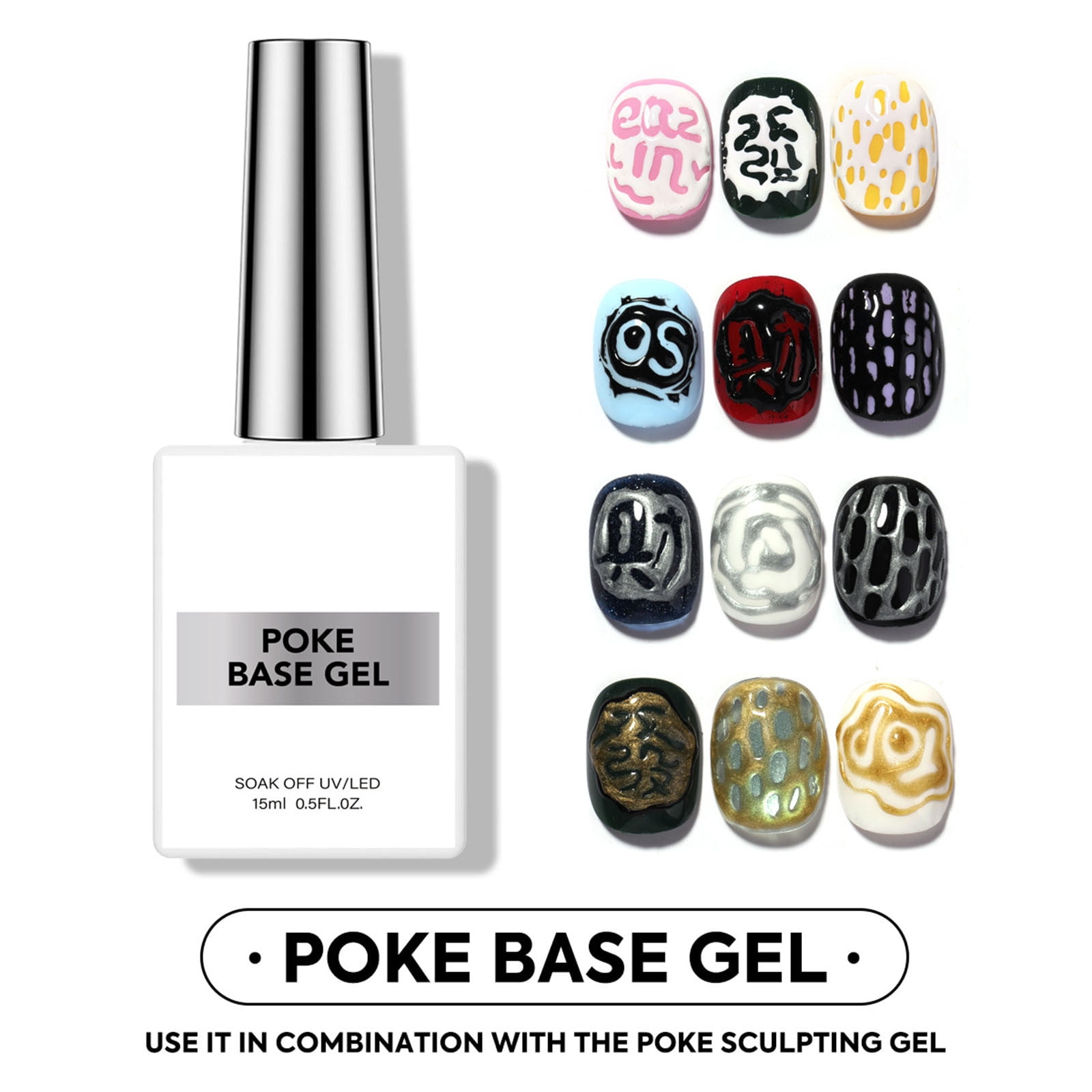 Gel Polish,Black Poke Gel Nail Polish with Professional Poke Base Gels ...