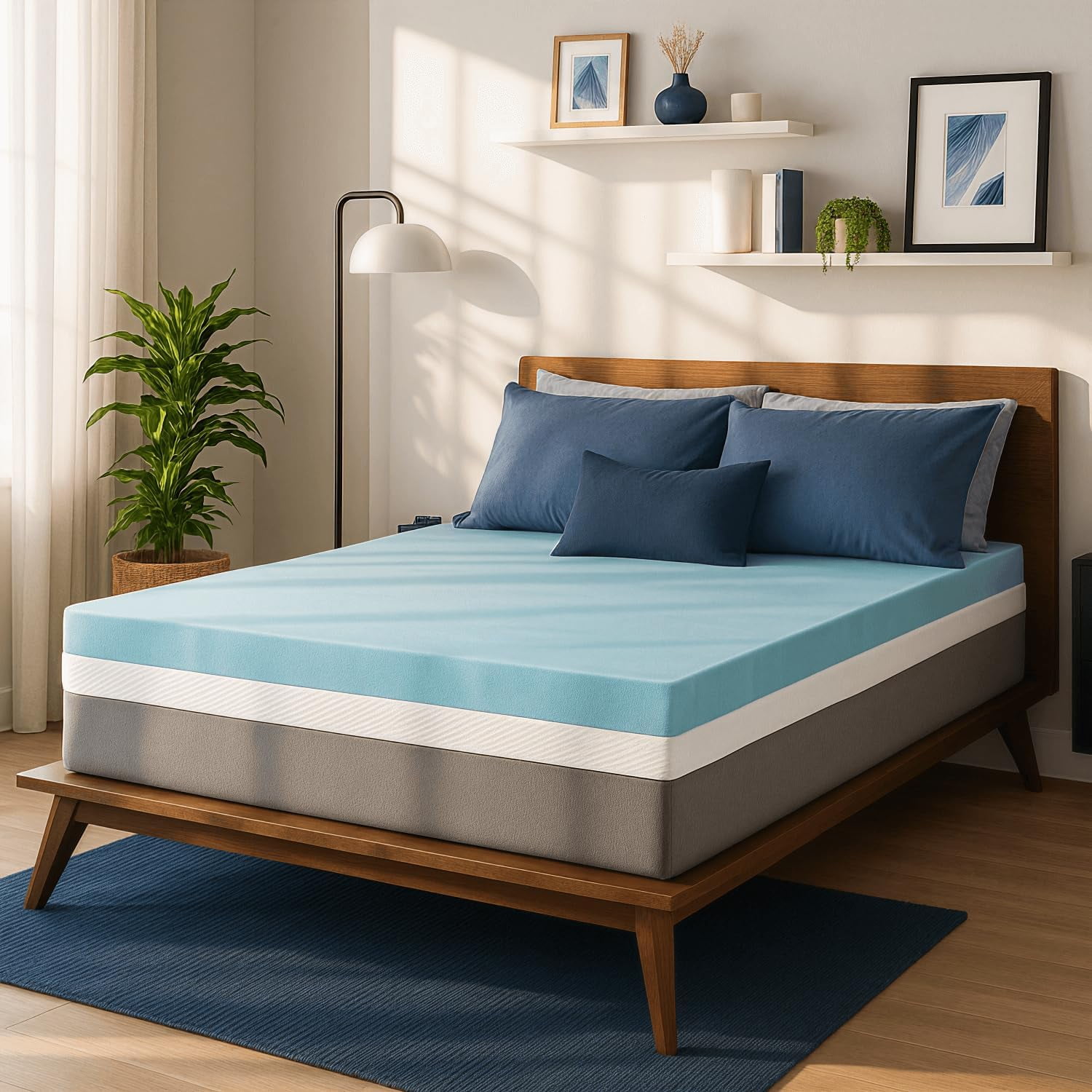 Gel Swirl Memory Foam Mattress Topper - 2 Inch, Pressure Relieving ...