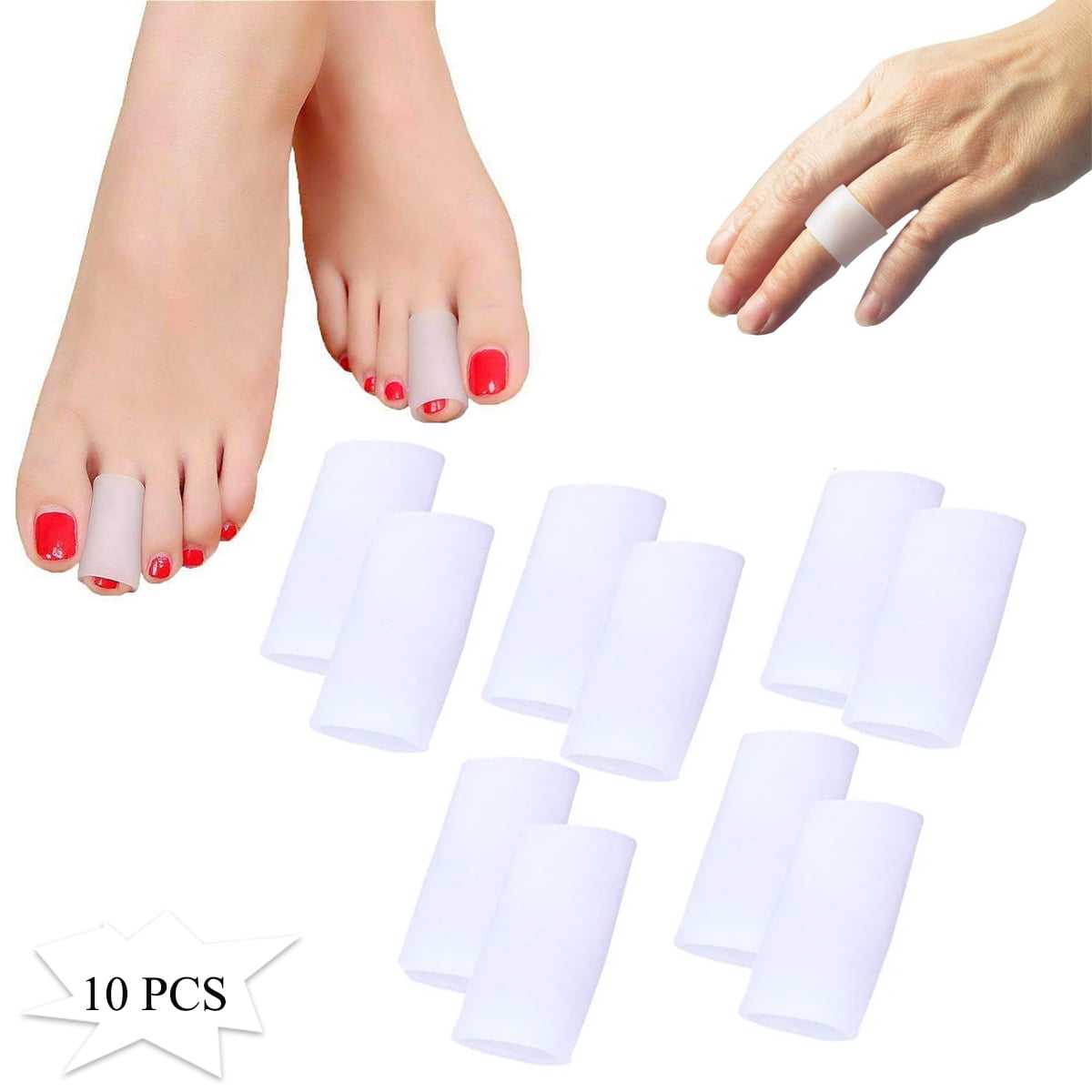 Gel Toe Caps Sleeves Cushions - (10pcs-Small) Toe Guards for Blisters ...