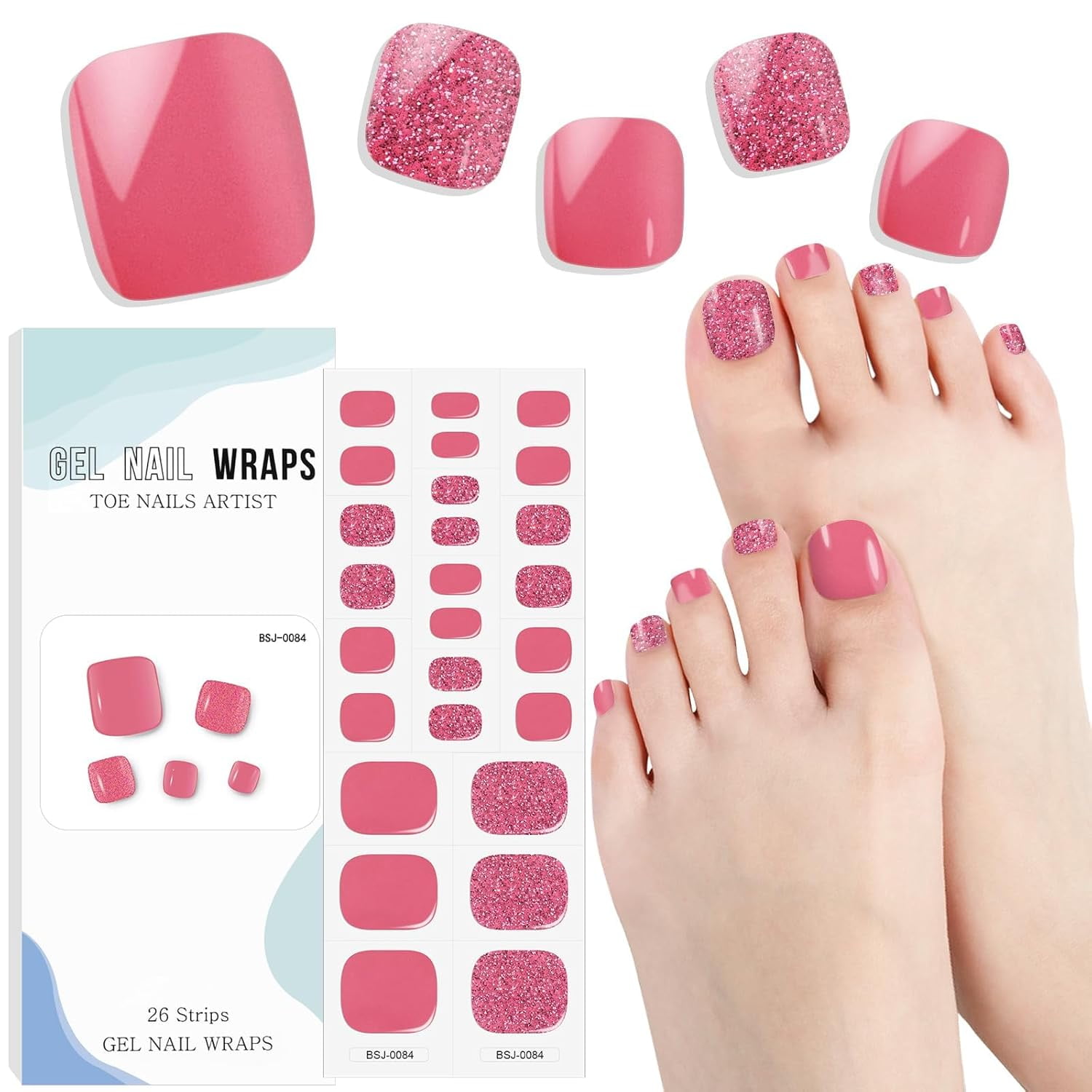 Gel Toe Nail Stickers Cured Gel Nail Strips for Toes Gel Toenail Strips ...
