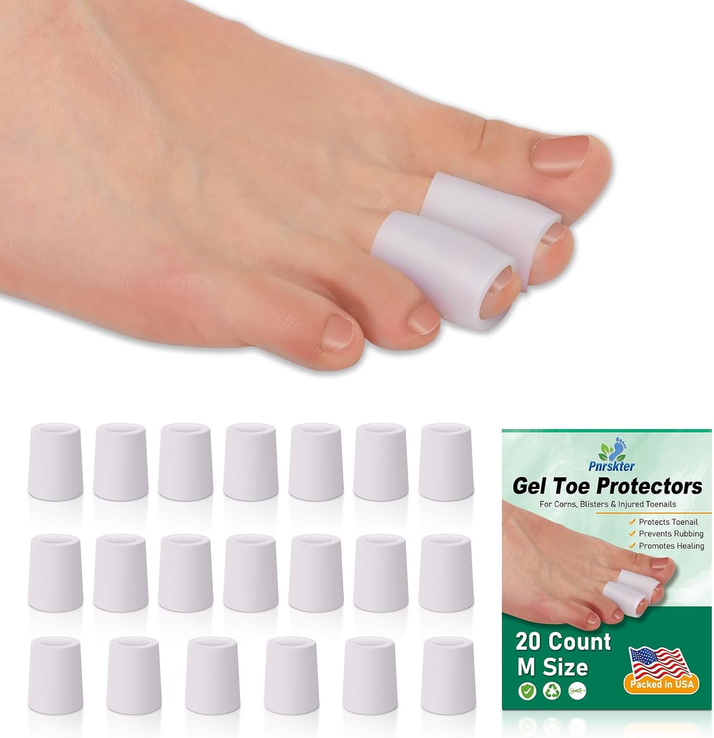 Gel Toe Protectors Tubes Sleeves - (20pcs-Medium) Toe Sleeves for ...
