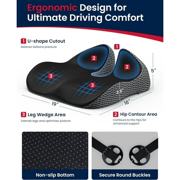 Gel Wedge Car Seat Cushion for Driving Relieves Tailbone Pain ...