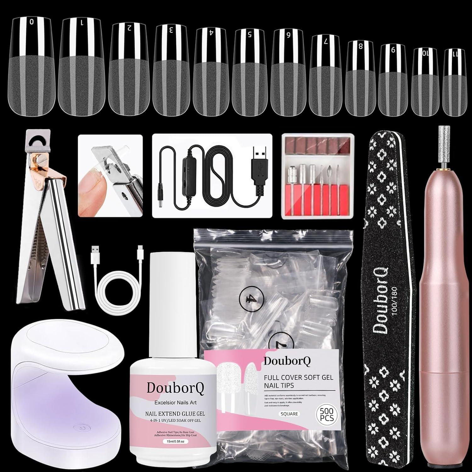 Gel X Nail Kit - Beginner Gel Nail Set with Nail Drill, 0.5oz 4-in-1 ...