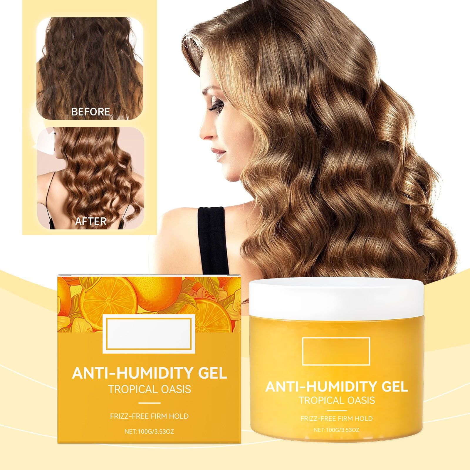 Gel for Curly Hair,Tropical Oasis Anti-Humidity Frizz-Free Firm Hold ...