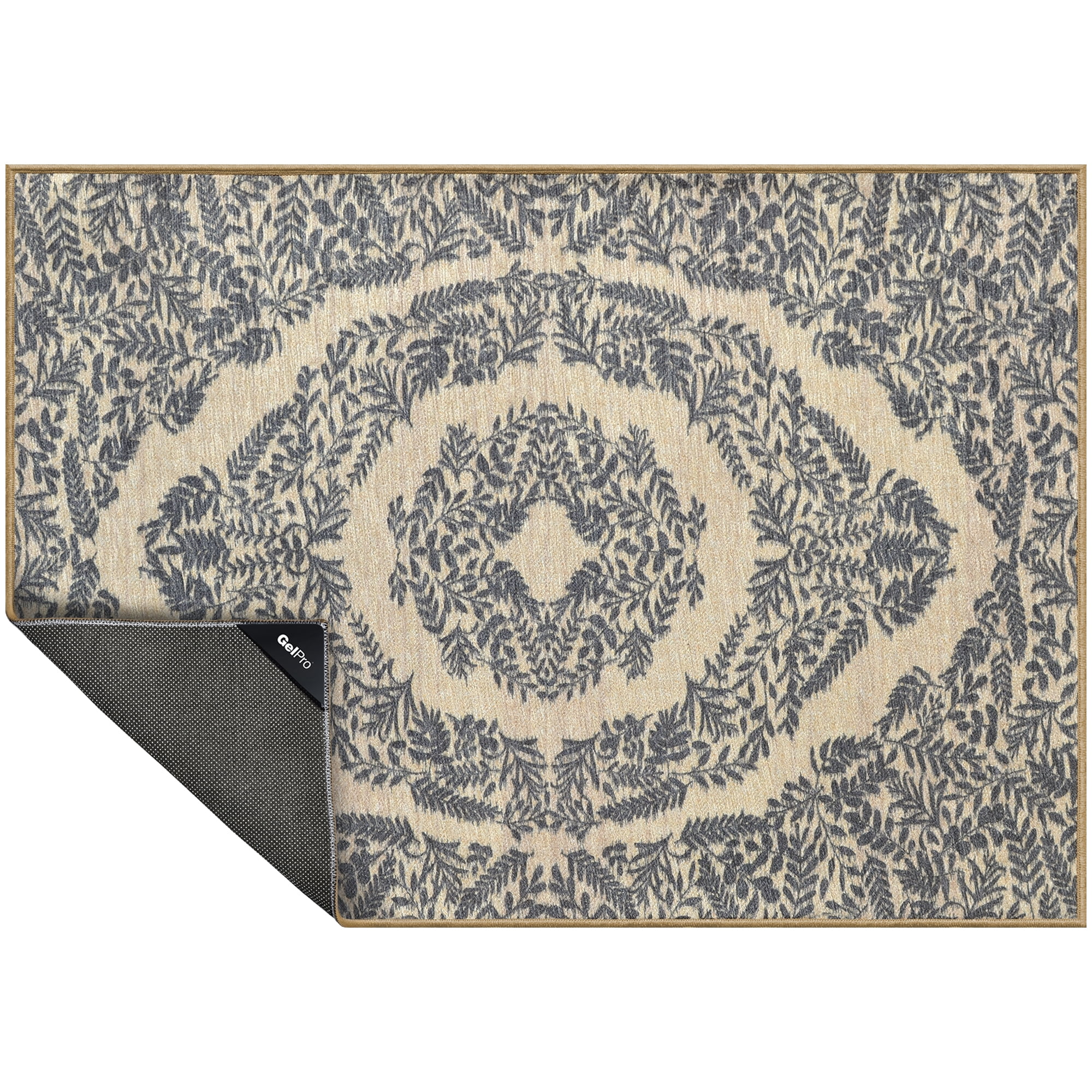 GelPro Nevermove Machine-Washable Chenille Kitchen Rug Charcoal 24x34 ...