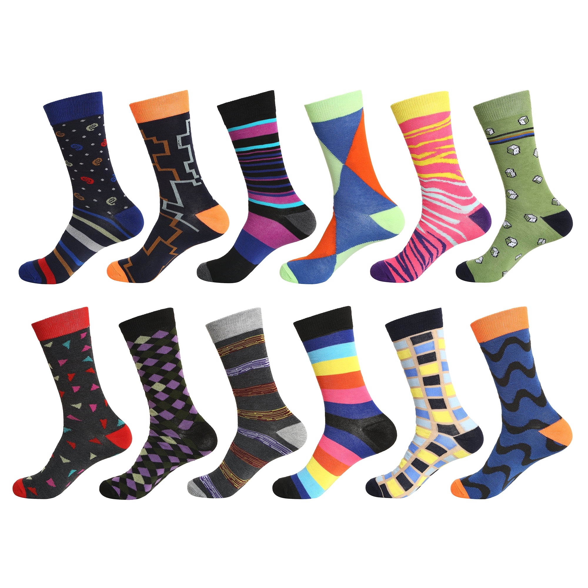 Gelante Men's Cotton Crew Dress Socks, 12 Pairs, Size 10-13, Fits Shoe ...