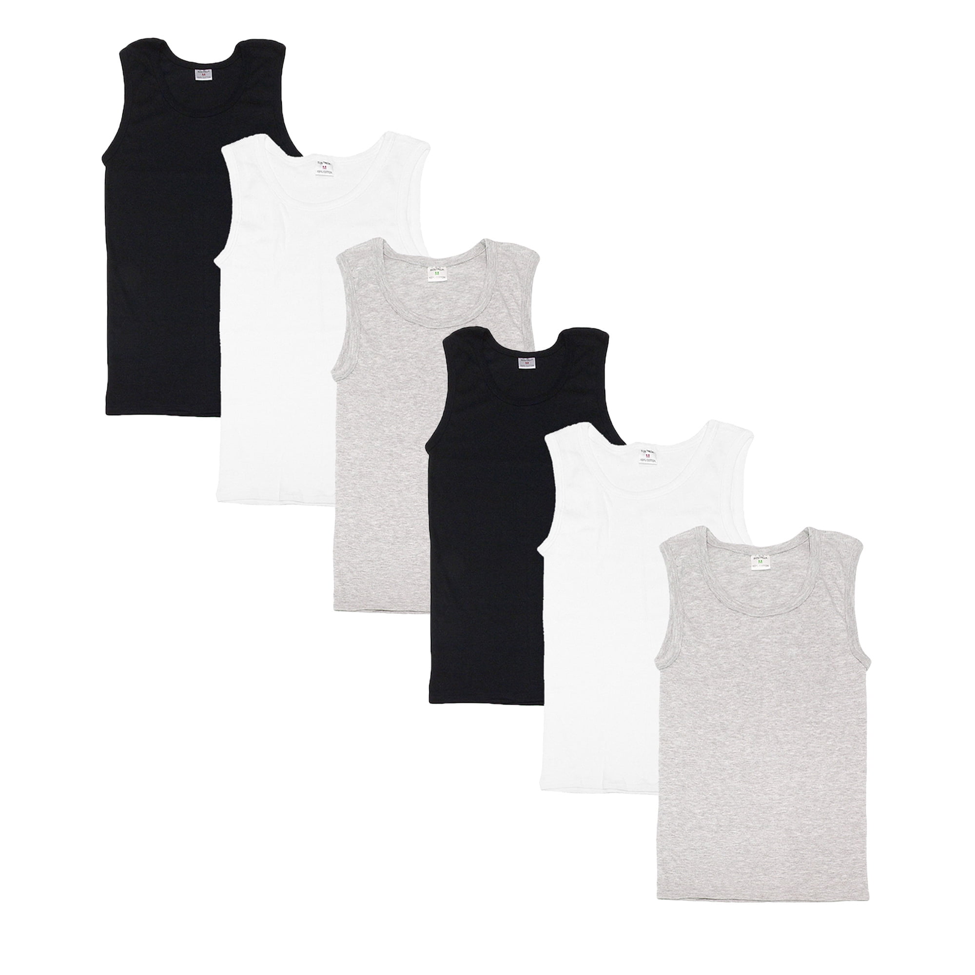 Gelante 6-Pack Men's Cotton Tank Tops, Athletic Sleeveless Tees ...