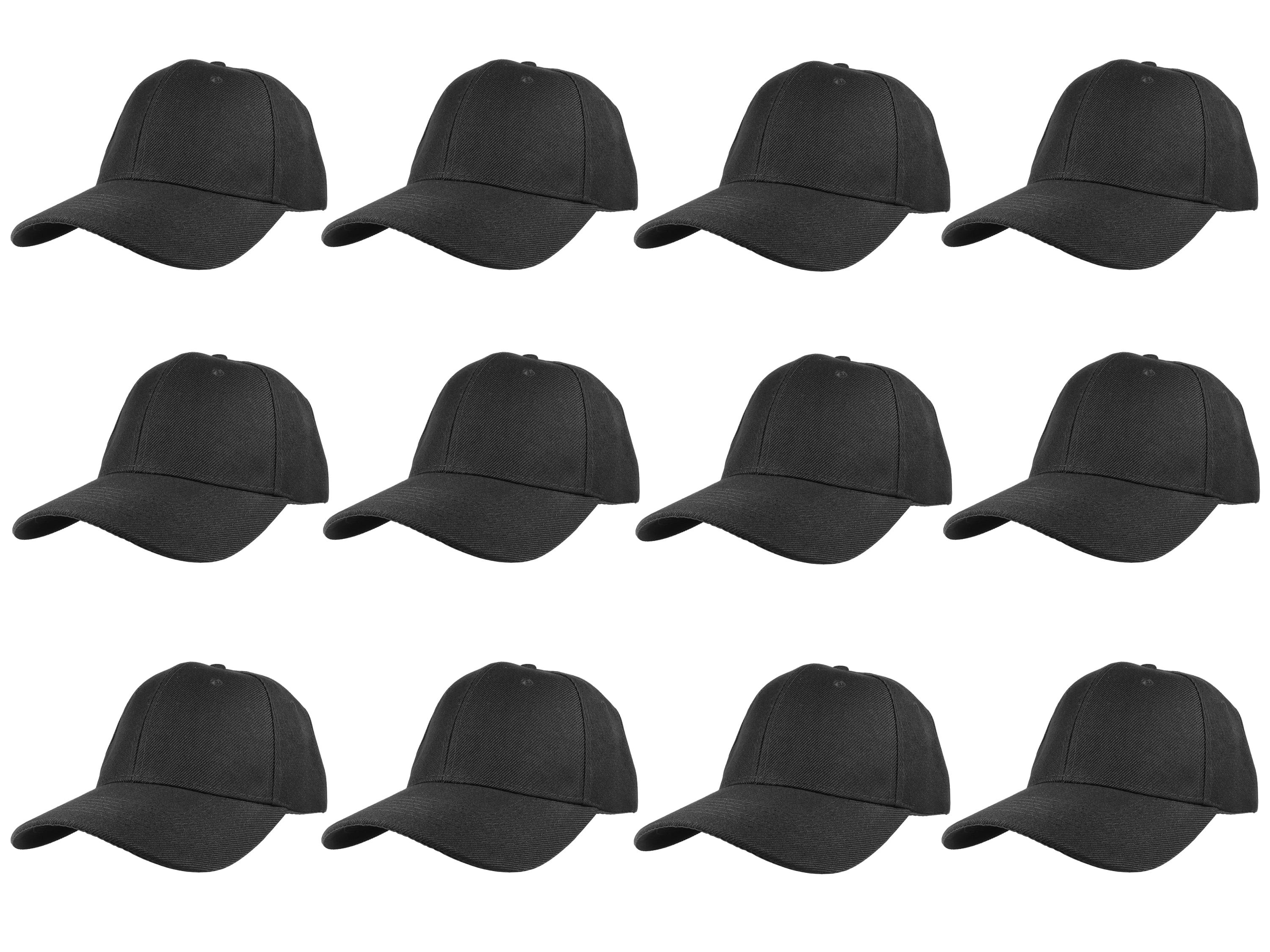 Gelante 12-Pack Plain Baseball Hat with Adjustable Strap in Black ...