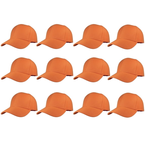 Gelante Adult Plain Baseball Hat Cap Adjustable Back Strap 12 Pack ...