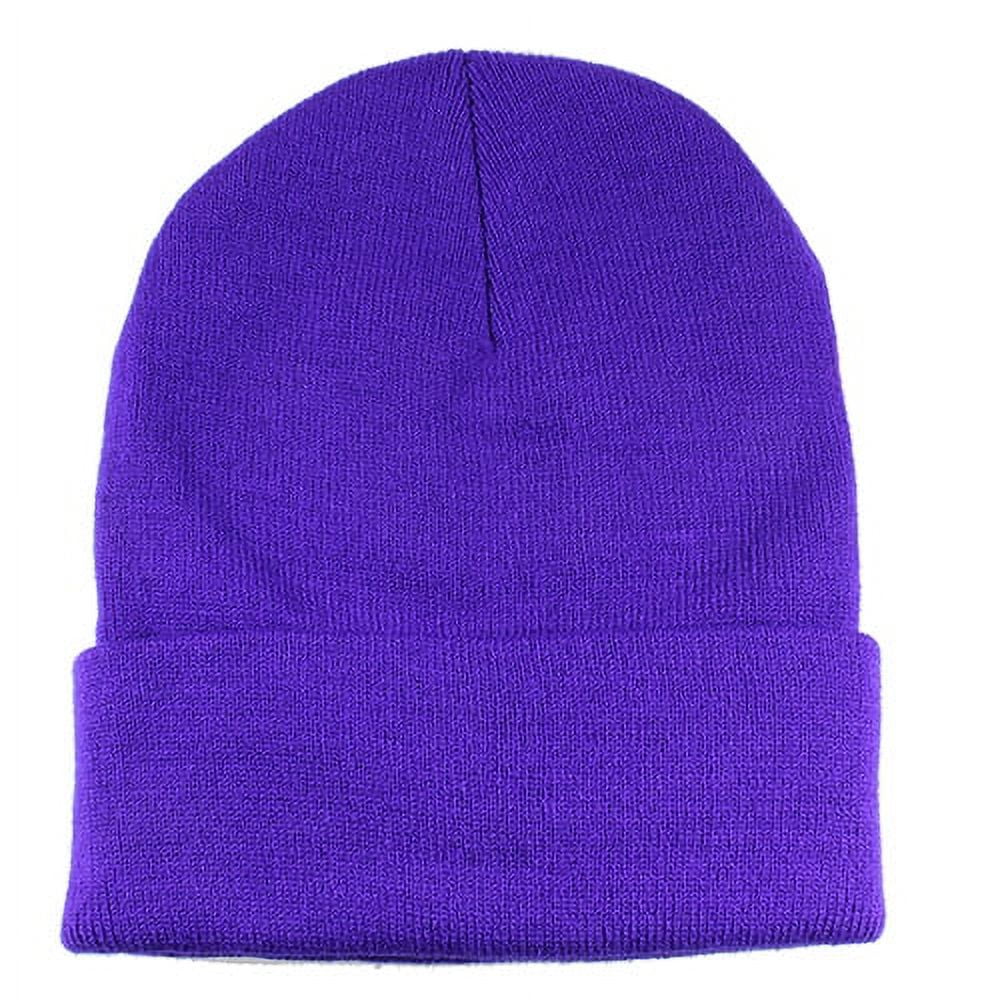 Gelante Beanie Hat Men Women Classic Knit Cuffed Plain Cap - Violet ...