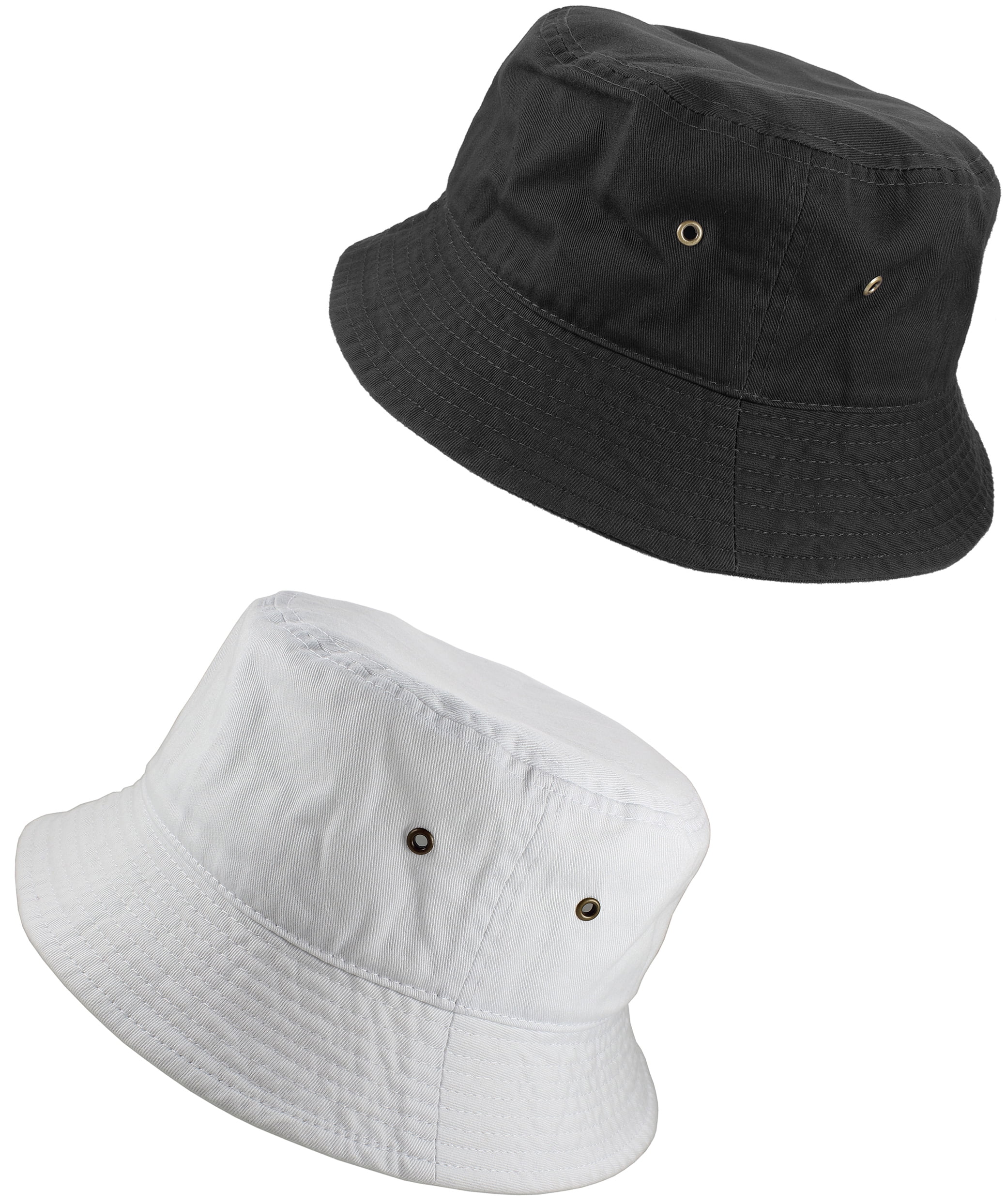 Gelante Bucket Hat 100% Cotton Packable Summer Travel Cap. 2PC: Black ...