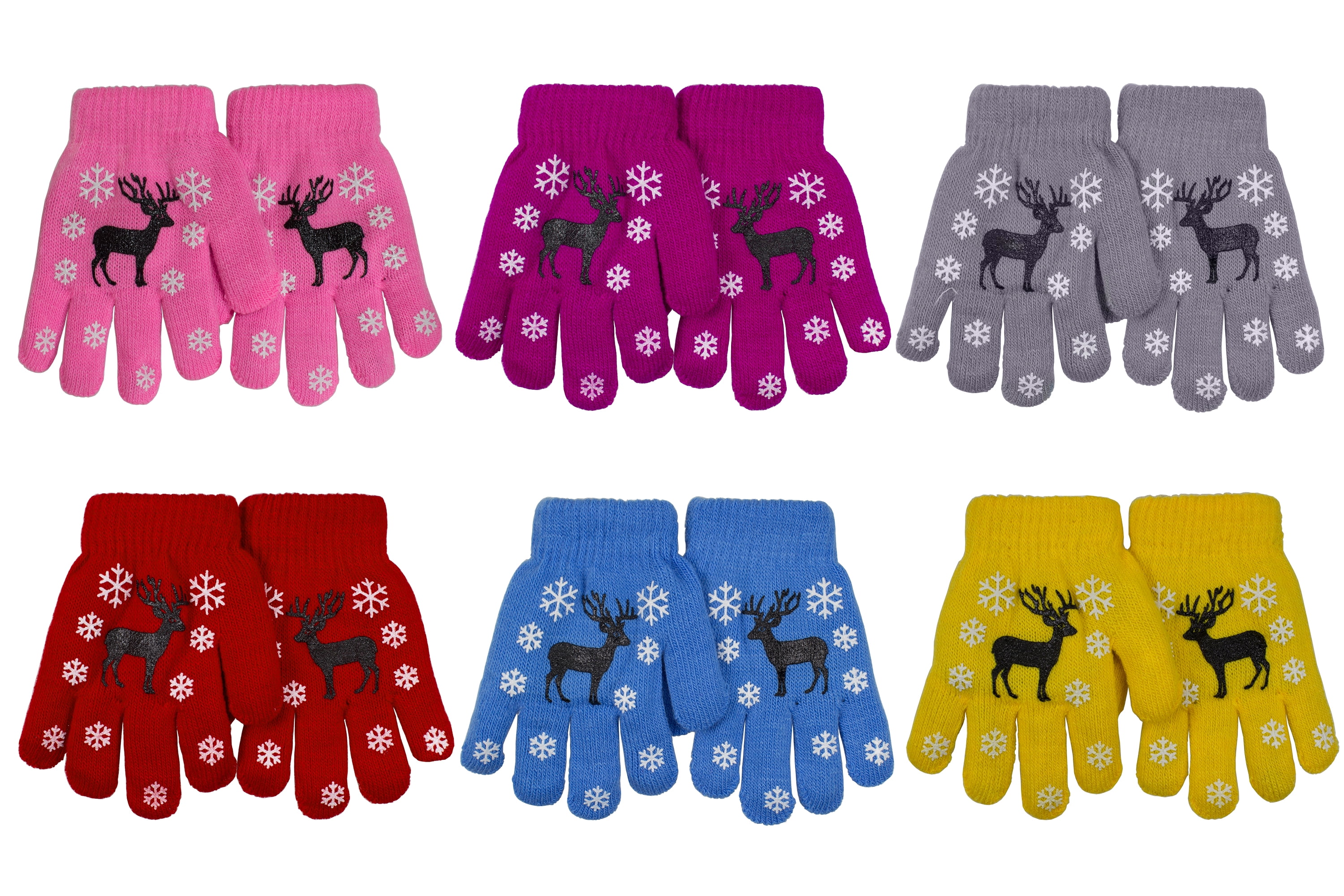 Gelante Kids Toddler Children Winter Double Knitted Magic Gloves With ...