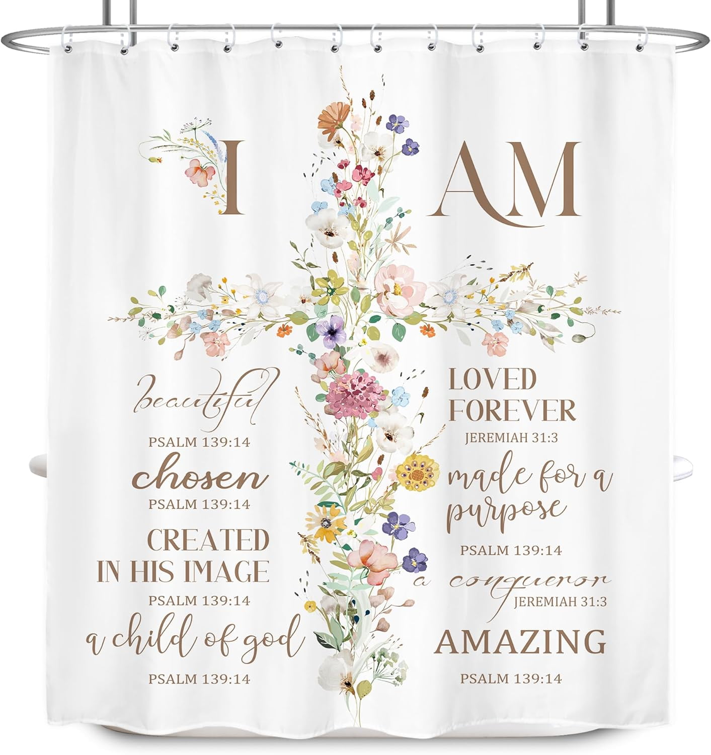 Gelasgo Inspirational Christian Polyester Shower Curtain 72Wx72H Inches ...