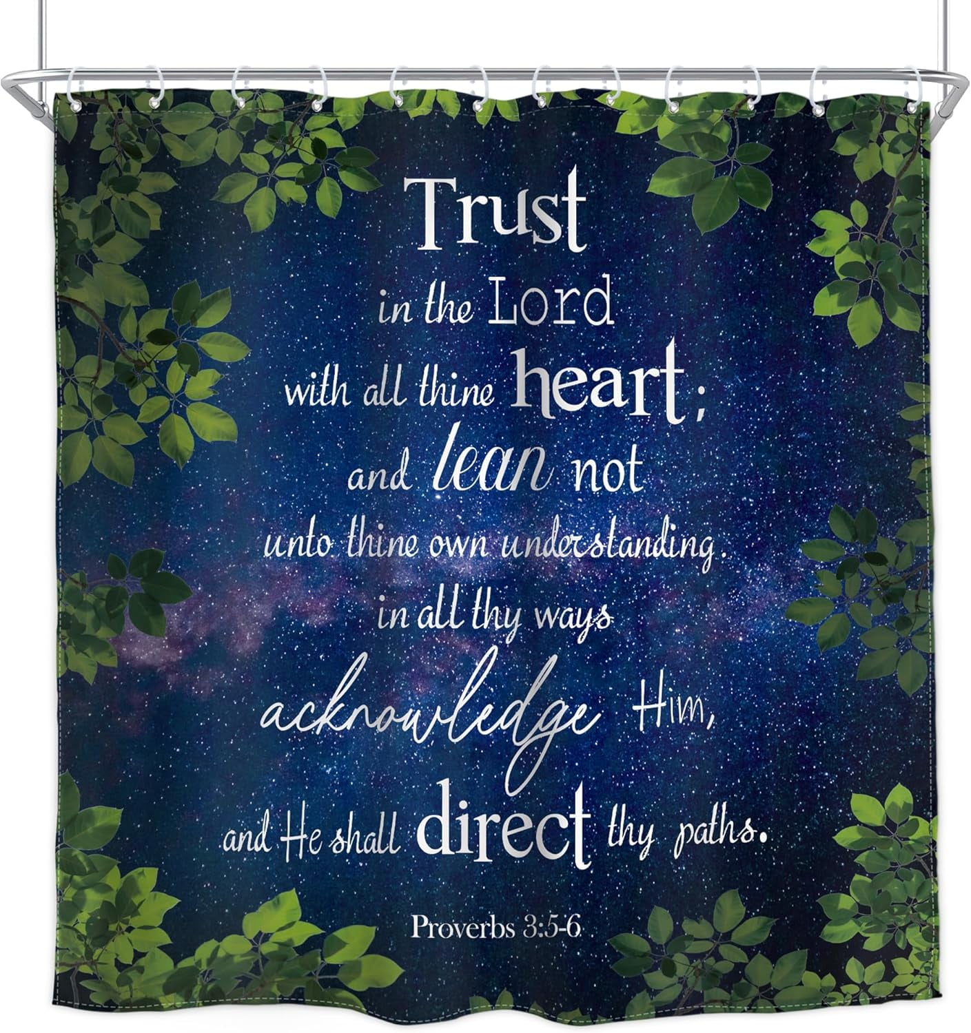Gelasgo Night Sky Stars Bible Verse Shower Curtain Blue Starry ...