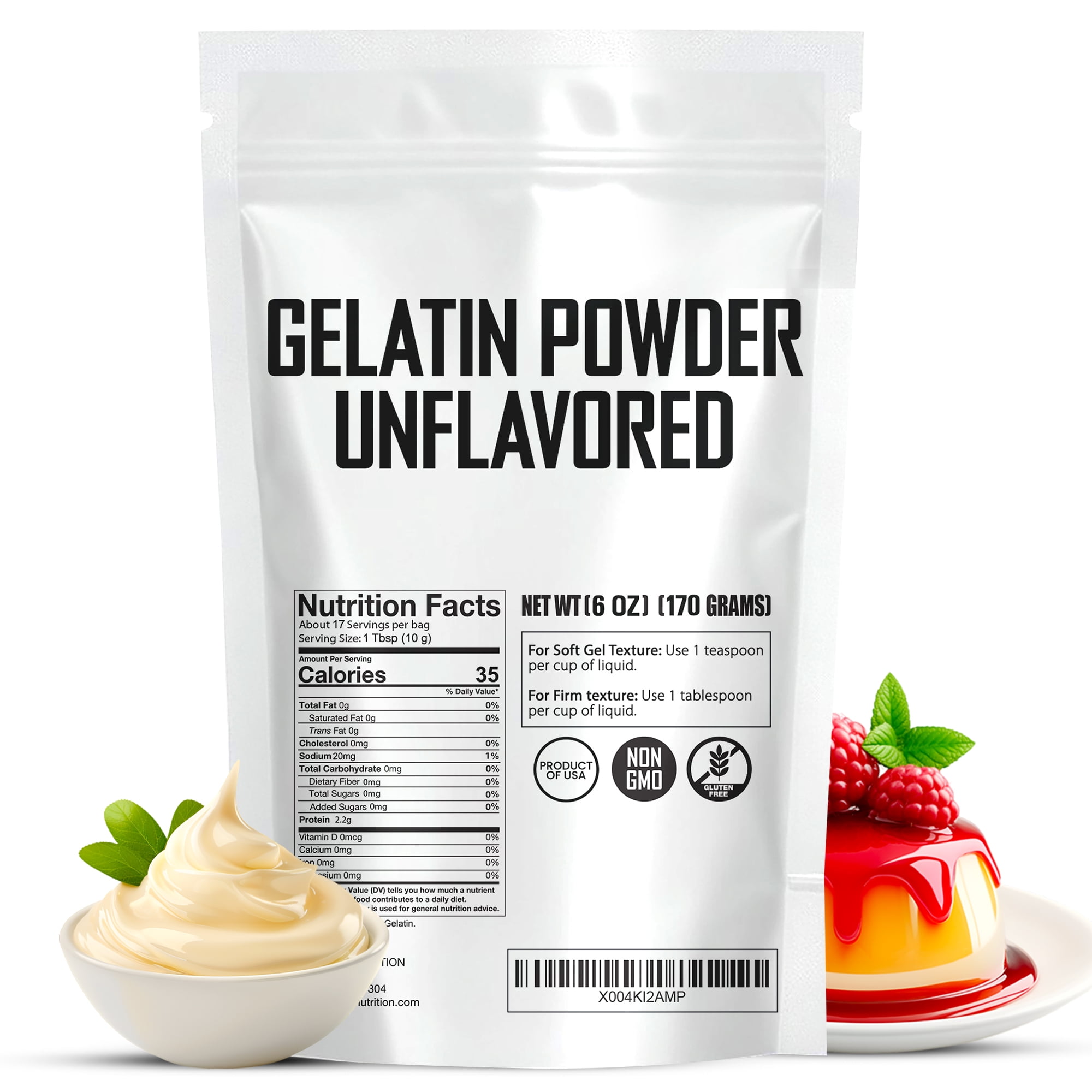 FitLane Nutrition Gelatin Powder Unflavored, 6 oz, 225 Bloom, Supports ...