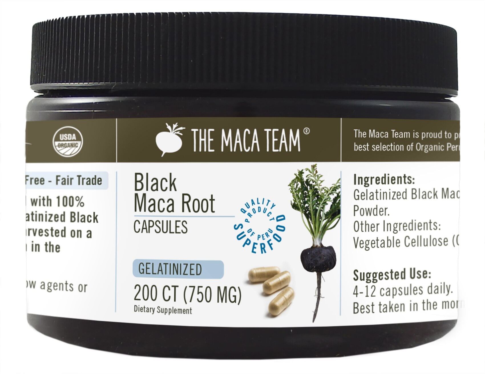 Organic Vegan Gelatinized Black Maca Capsules - Herbal Supplement ...