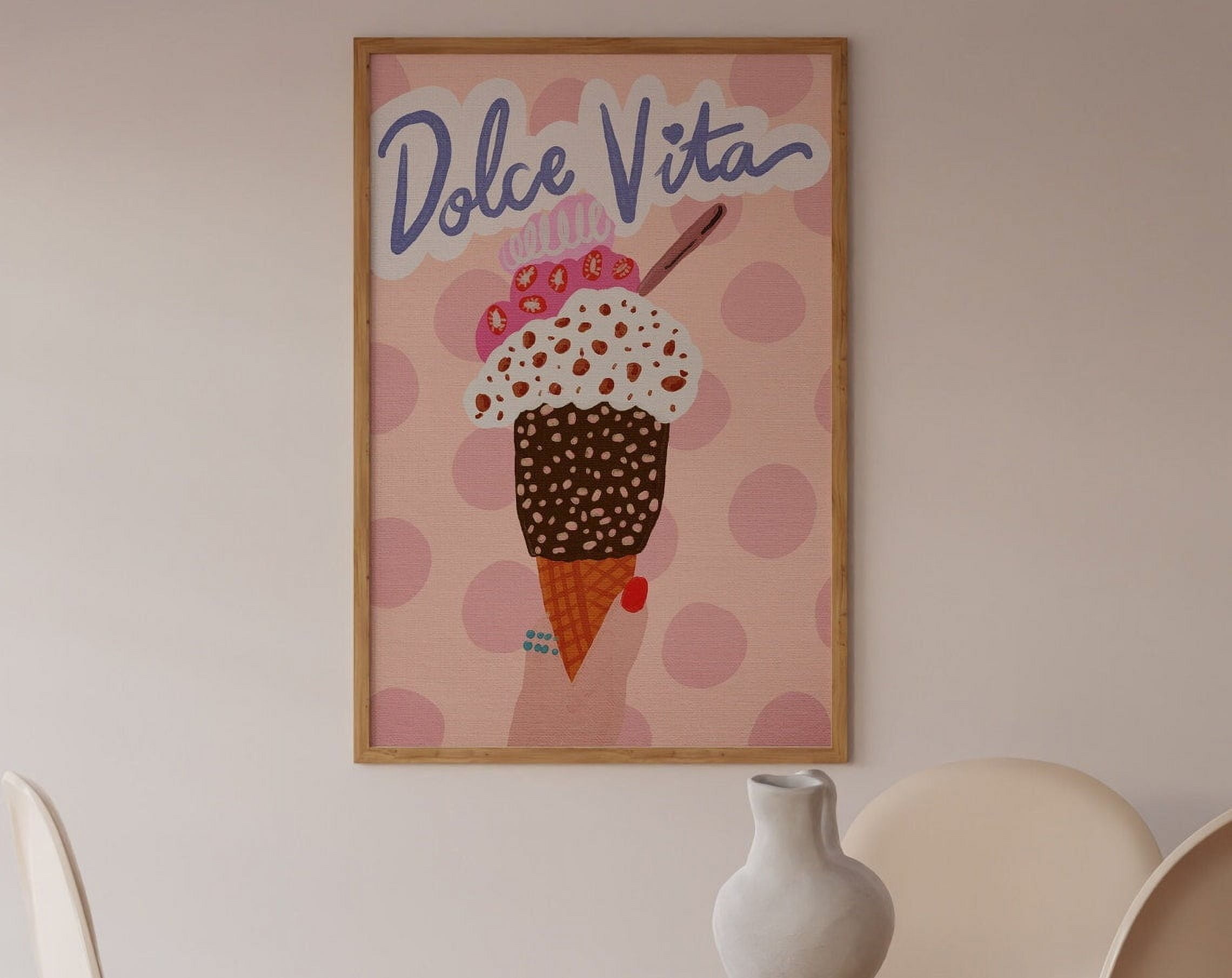 Gelato Illustration Poster, Dolce Vita Handwriting, Colorful Wall Art ...