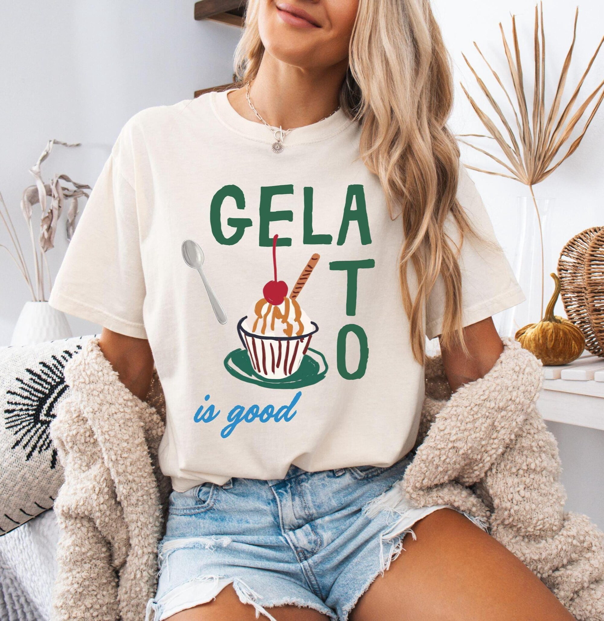 Gelato Is Good Shirt Ice Cream Tee Cute Dessert Shirt Retro Food ...