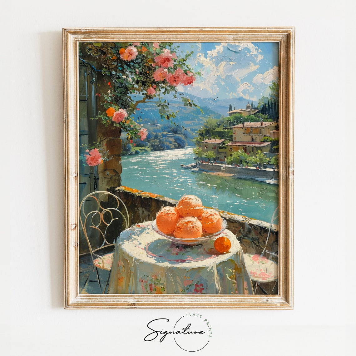 Gelato On Garden Table, Summer Dessert, Scenic Gelato With Blooming ...