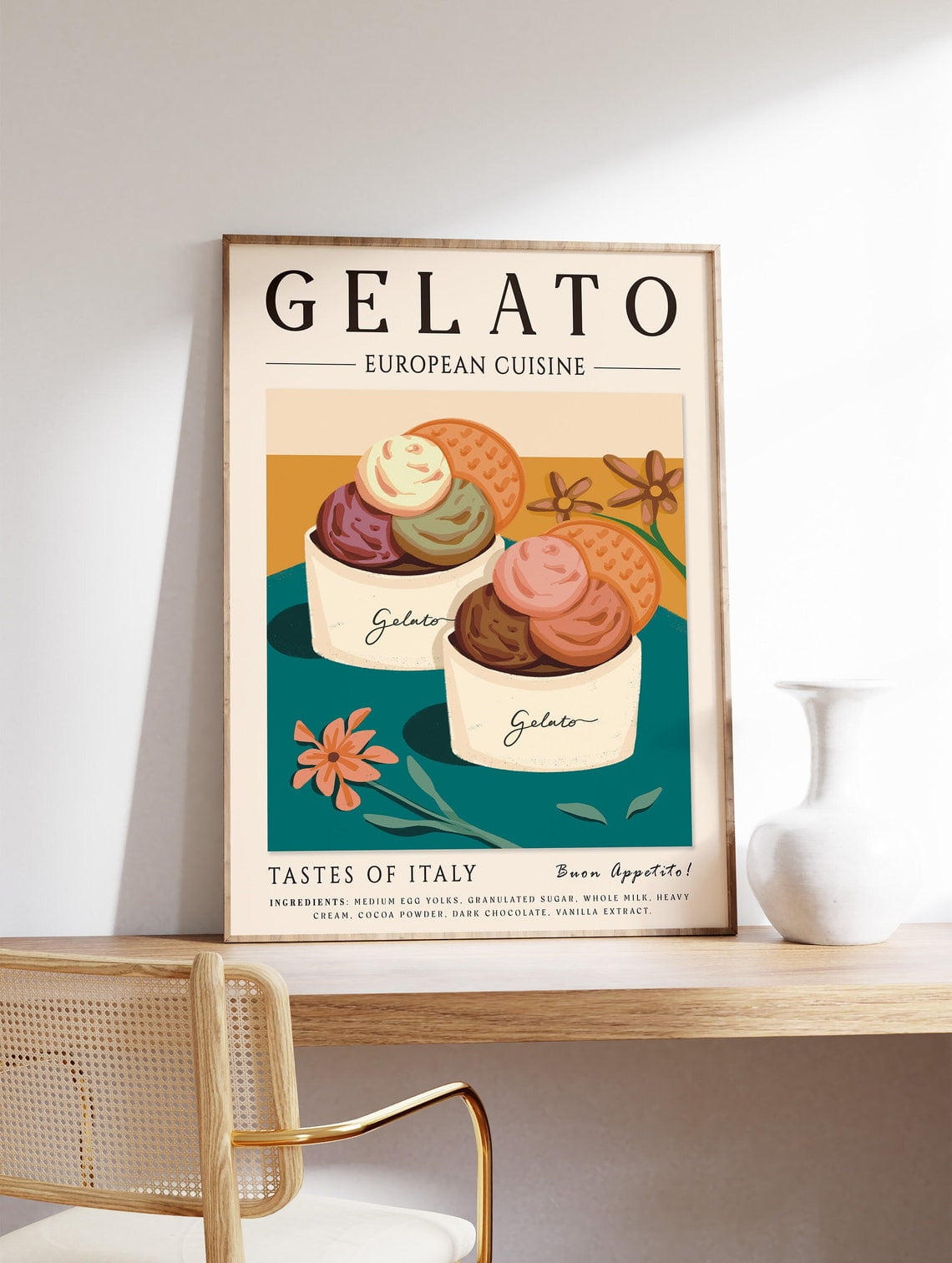 Gelato Poster, Italian Food Art, Ice Cream Food Poster, Kitchen Decor ...