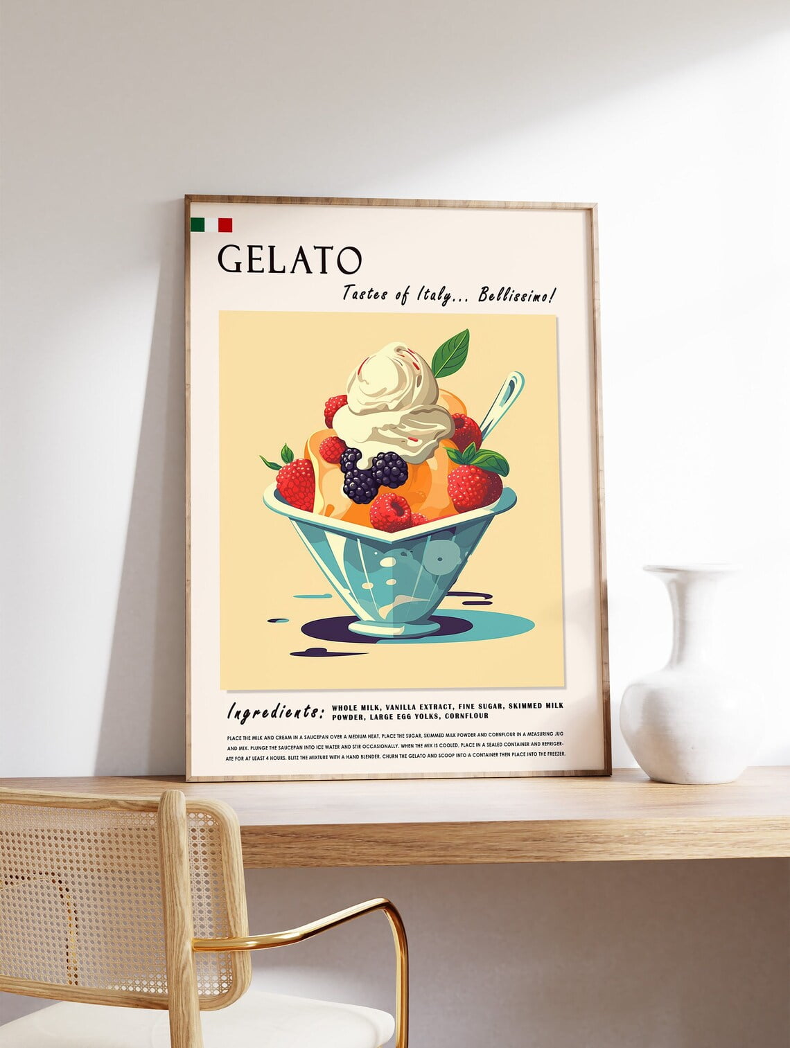 Gelato Poster, Italian Food Art, Ice Cream Food Poster, Kitchen Decor ...