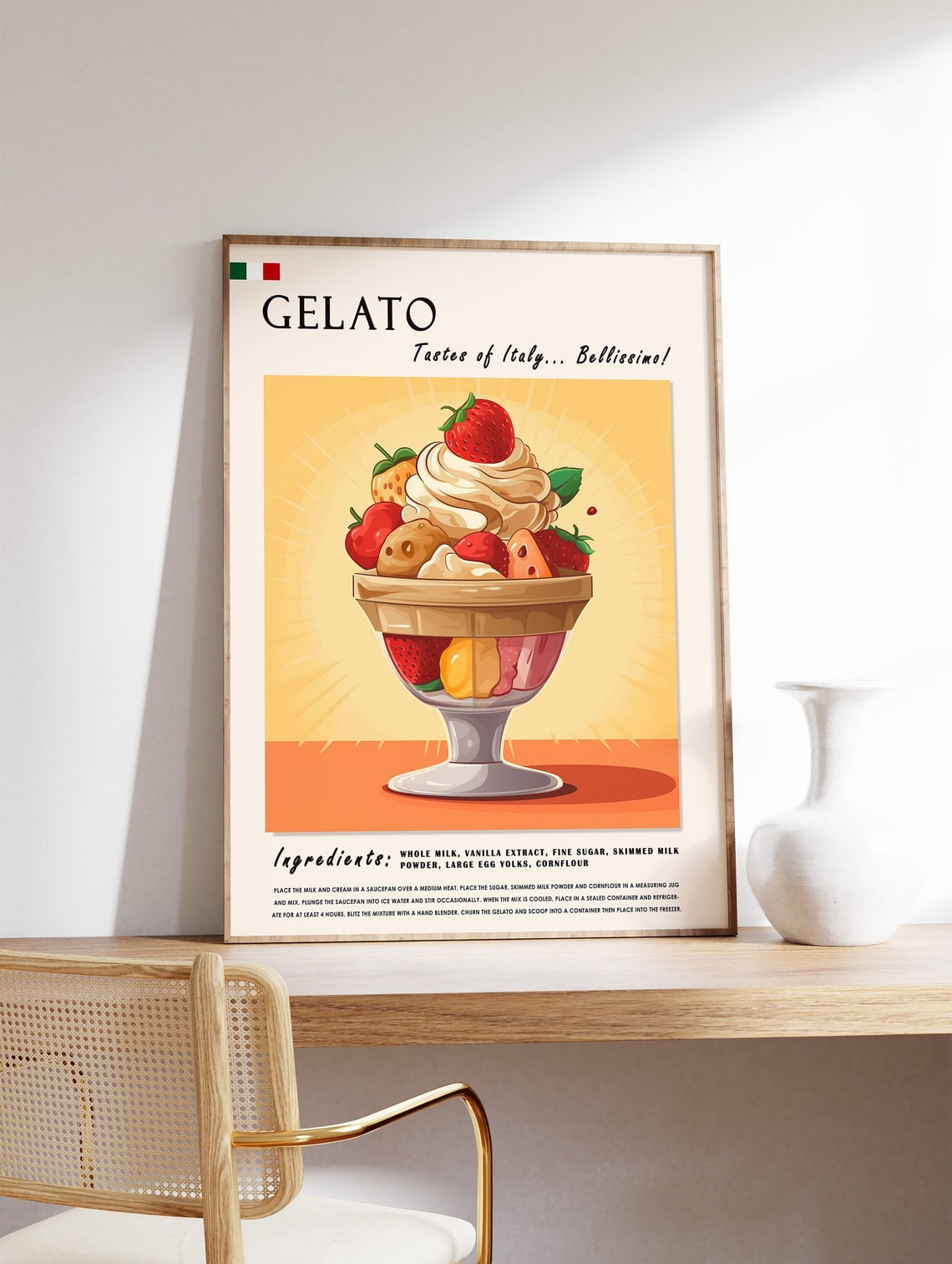 Gelato Poster, Italian Food Art, Ice Cream Food Poster, Kitchen Decor ...