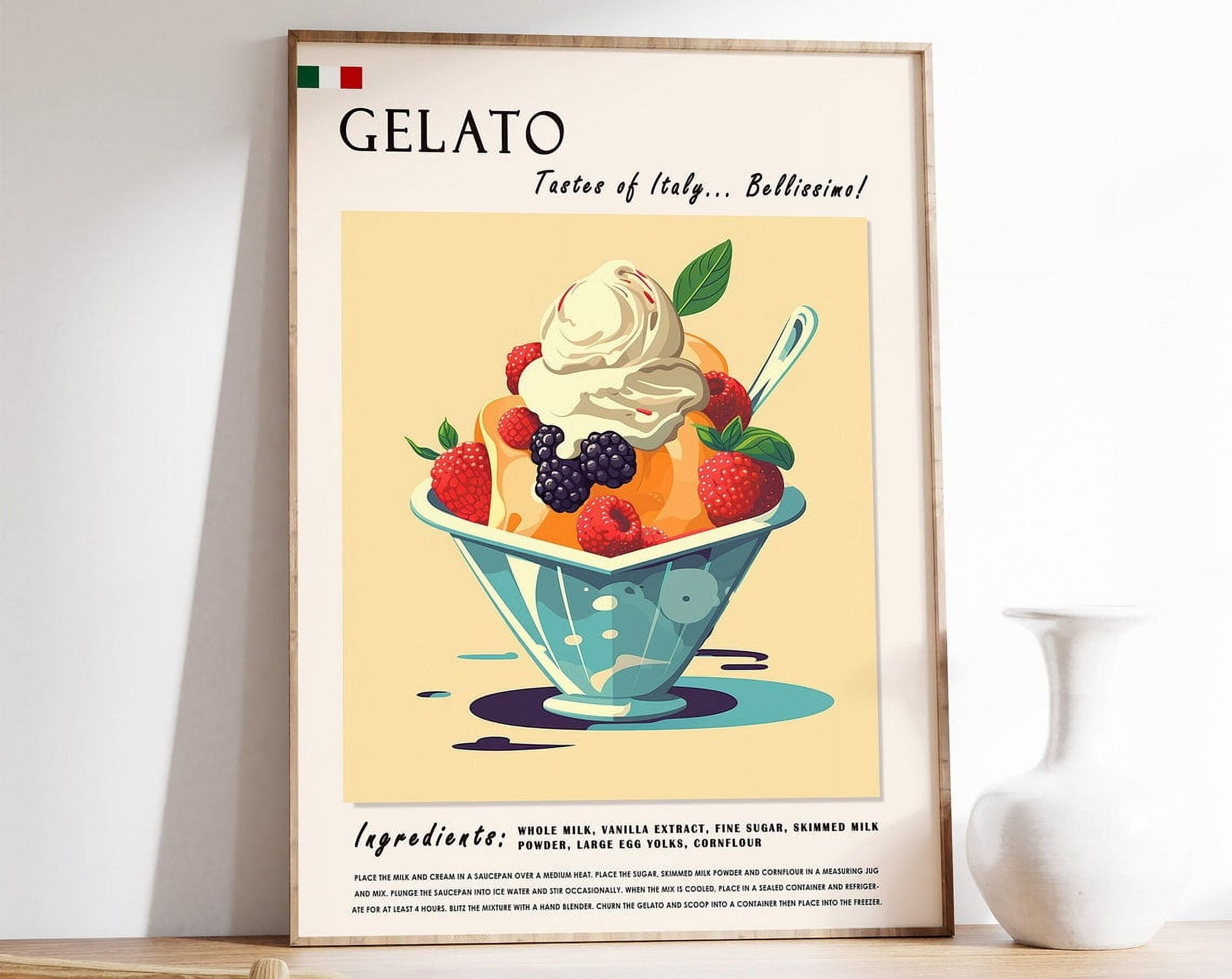 Gelato Poster, Italian Food Art, Ice Cream Food Poster, Kitchen Decor ...