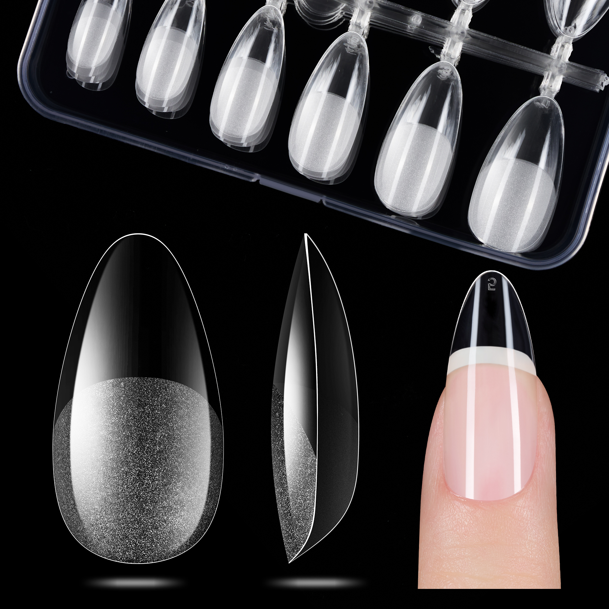 Gelike Ec 120pcs Short Almond Shaped Soft Gel Nail Tips Kit Acrylic