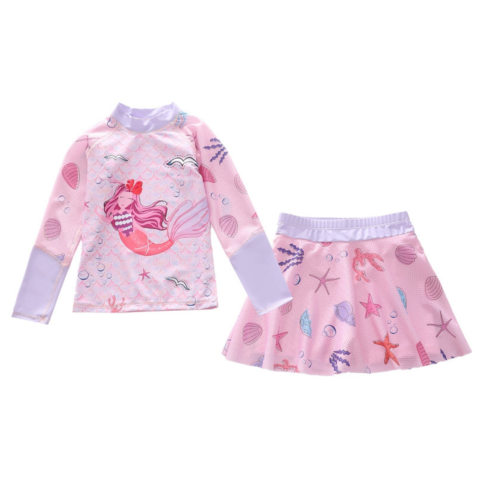 Gelikeya 4T Girls Swimsuit Long Sleeve Rash Guard Cute Cartoon Printed ...