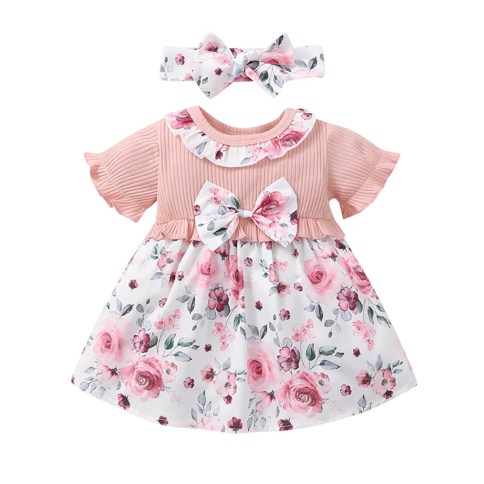 Gelikeya Baby Easter Dresses 6-9 Months Pink Bowknot Design Girls ...