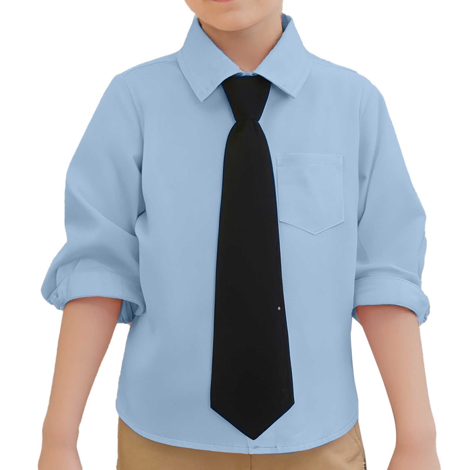 Gelikeya Boys Long Sleeve Dress Shirts Kids Button Down Back to School ...