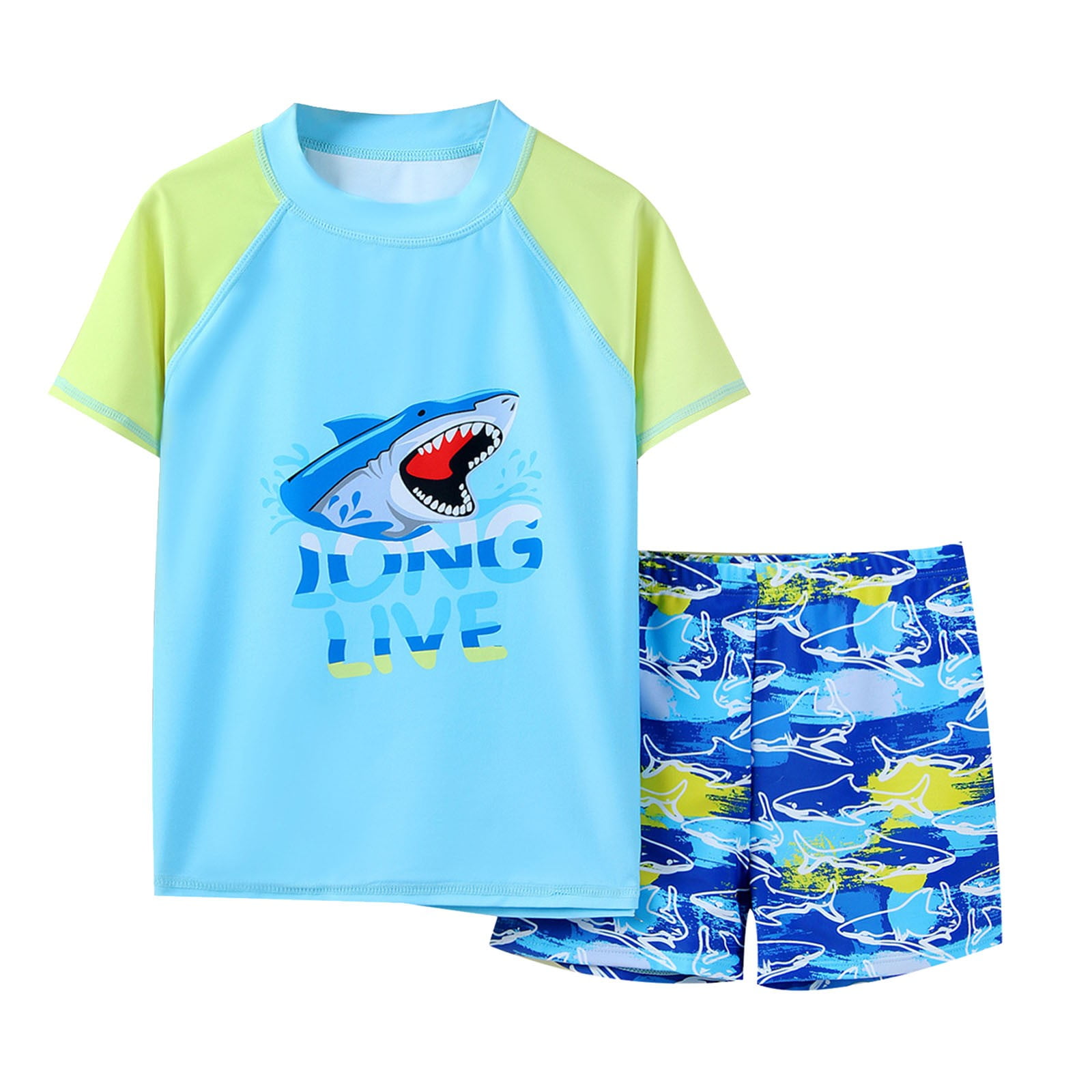 Gelikeya Boys Rash Guard Size 10-11 Swim Trunks with Compression Liner ...