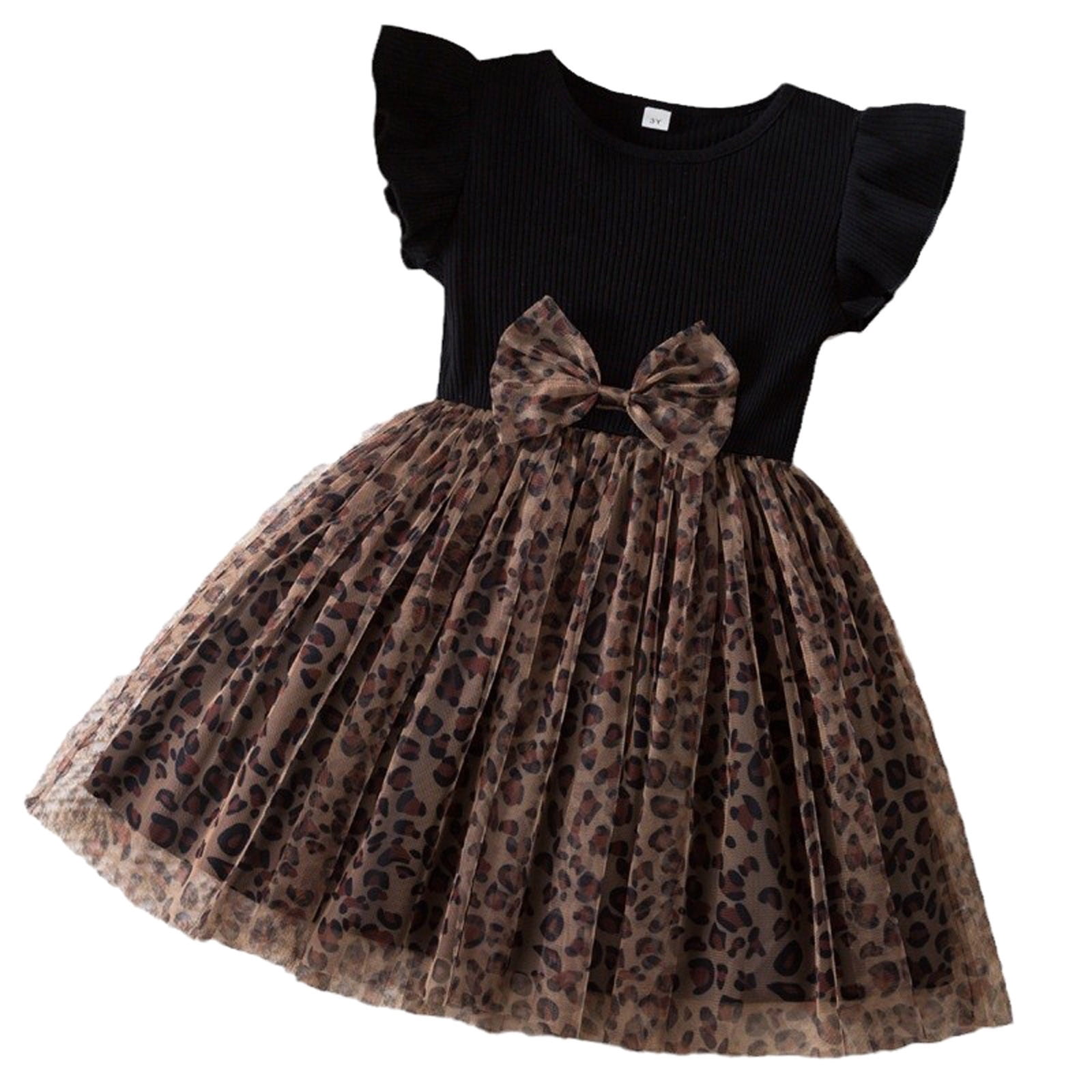 Gelikeya Easter Dresses for Toddler Girls Size 5T Leopard Solid Dresses ...