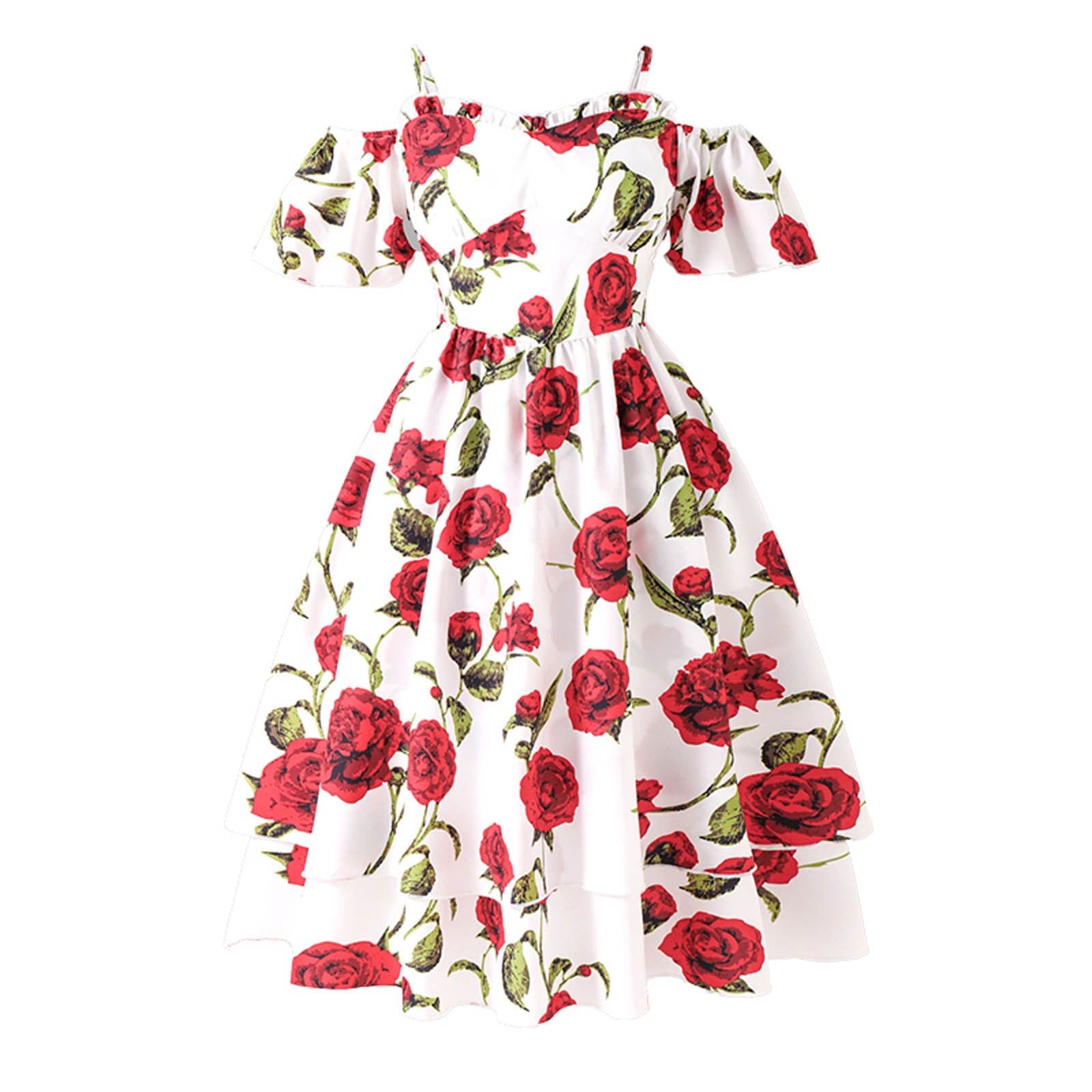 Gelikeya Floral Dresses for Girls Size 7 Spaghetti Strap Off Shoulder ...