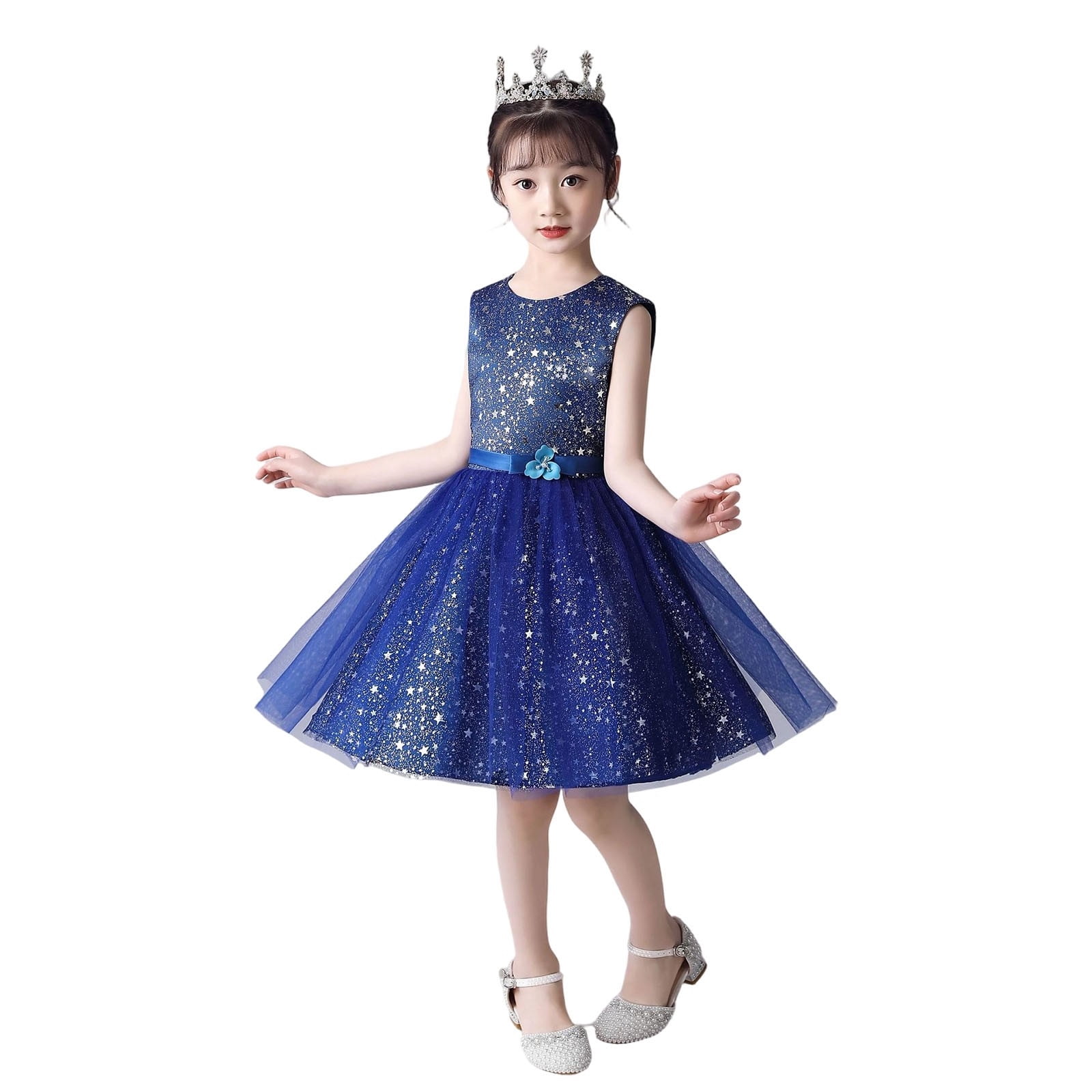 Gelikeya Flower Girl Dress 3-14Y Girls Wedding Peach Dress Star Sequins ...