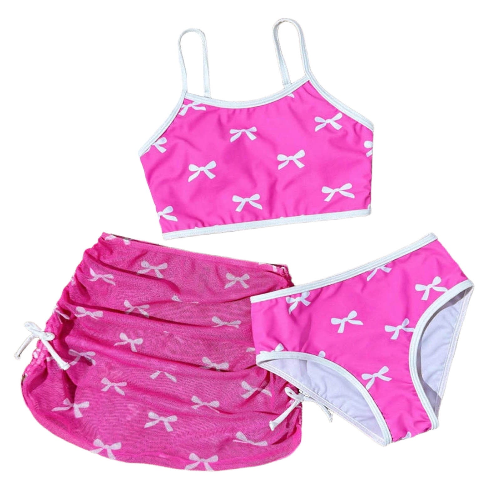 Gelikeya Girls 3 Piece Floral Swimsuit Spaghetti Straps Bikini Set High ...