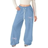 Gelikeya Girls Bowknot Baggy Sweatpants Lightweight Straight Leg ...