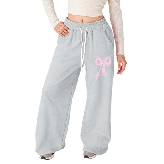 Gelikeya Girls Bowknot Baggy Sweatpants Wide Leg Y2k Bow Sweatpants Y2k ...