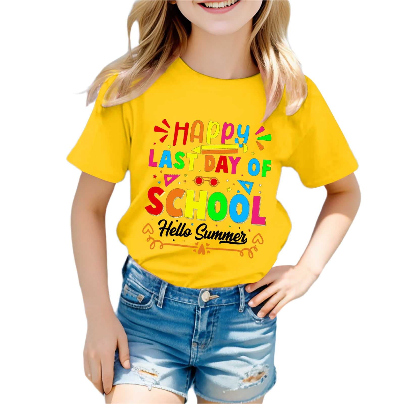 Gelikeya Girls Clothes Size 6-7 Happy Last Day of School Shirt Casual ...