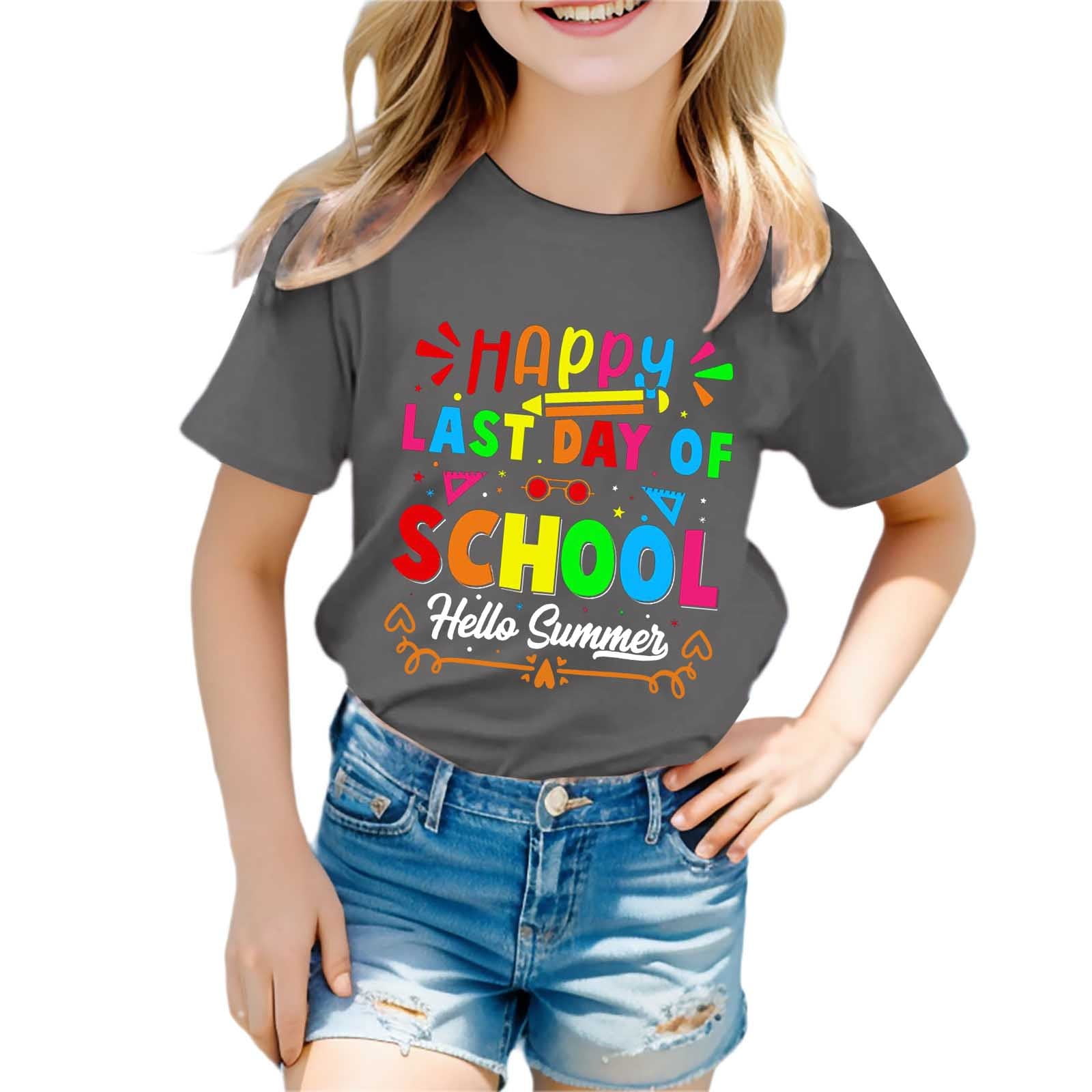 Gelikeya Girls Clothes Size 8-9 Happy Last Day of School Shirt Casual ...