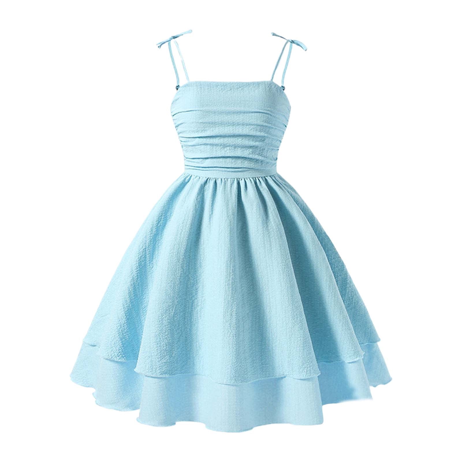 Gelikeya Girls Flowy Ruffled Hem Dress Ruched Teen Summer Adjustable ...