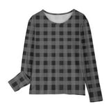 Gelikeya Girls Long Sleeve T Shirts Round Neck Plaid Shirt Basic Casual ...
