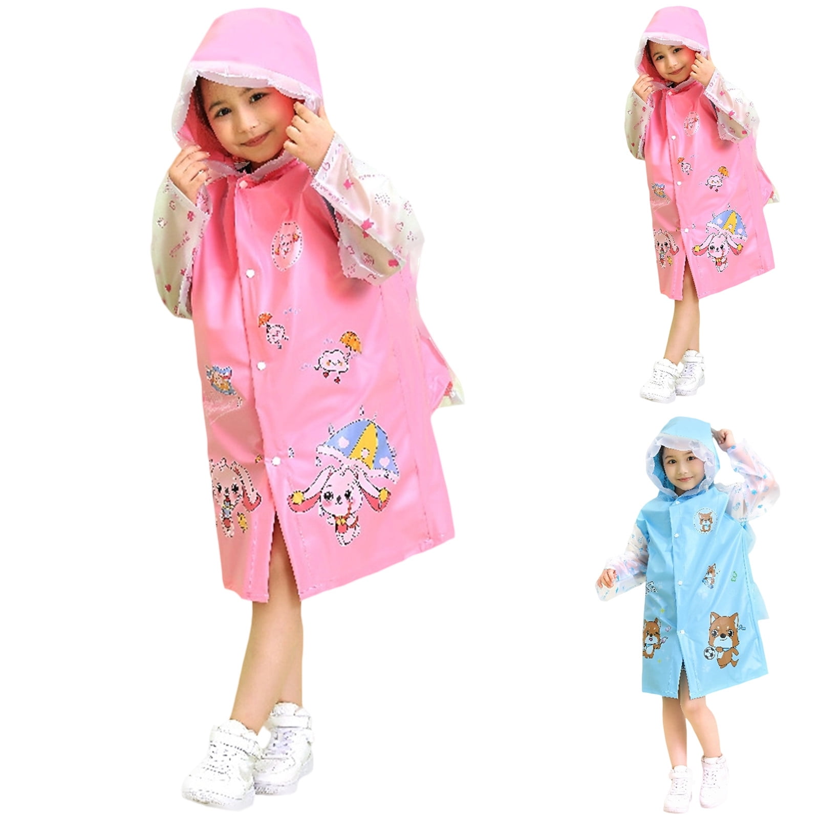 Gelikeya Girls Rain Jackets Size 6-15 Years Kids Ponchos Cute Cartoon ...