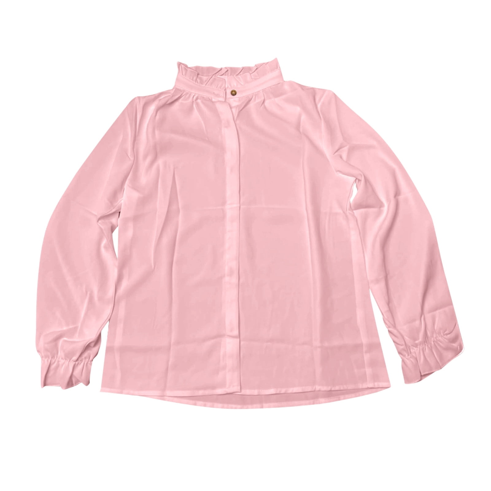 Gelikeya Girls Ruffle Long Sleeve Blouse Kids Button Down Uniform Dress ...