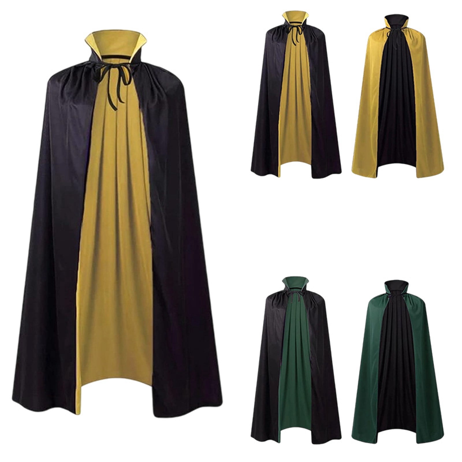 Gelikeya Halloween Reversible Hooded Cloak Unisex Stand Collar Cape ...