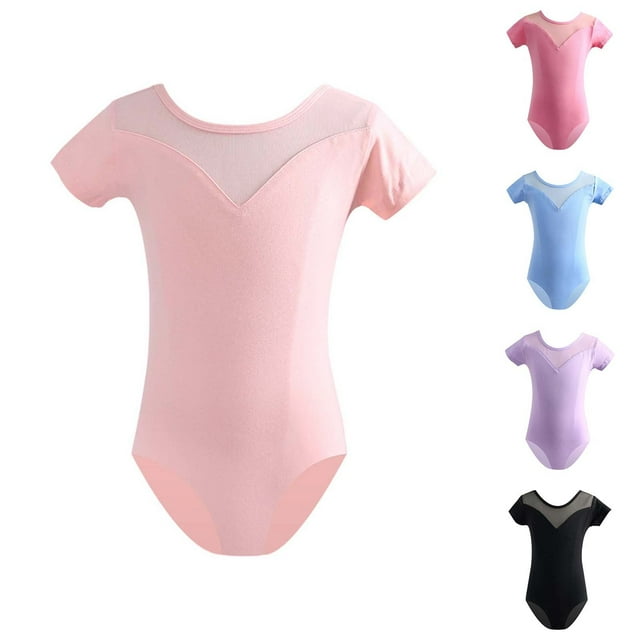 Gelikeya Leotards for Girls Gymnastics Short Sleeve Ballet Leotard Kids ...