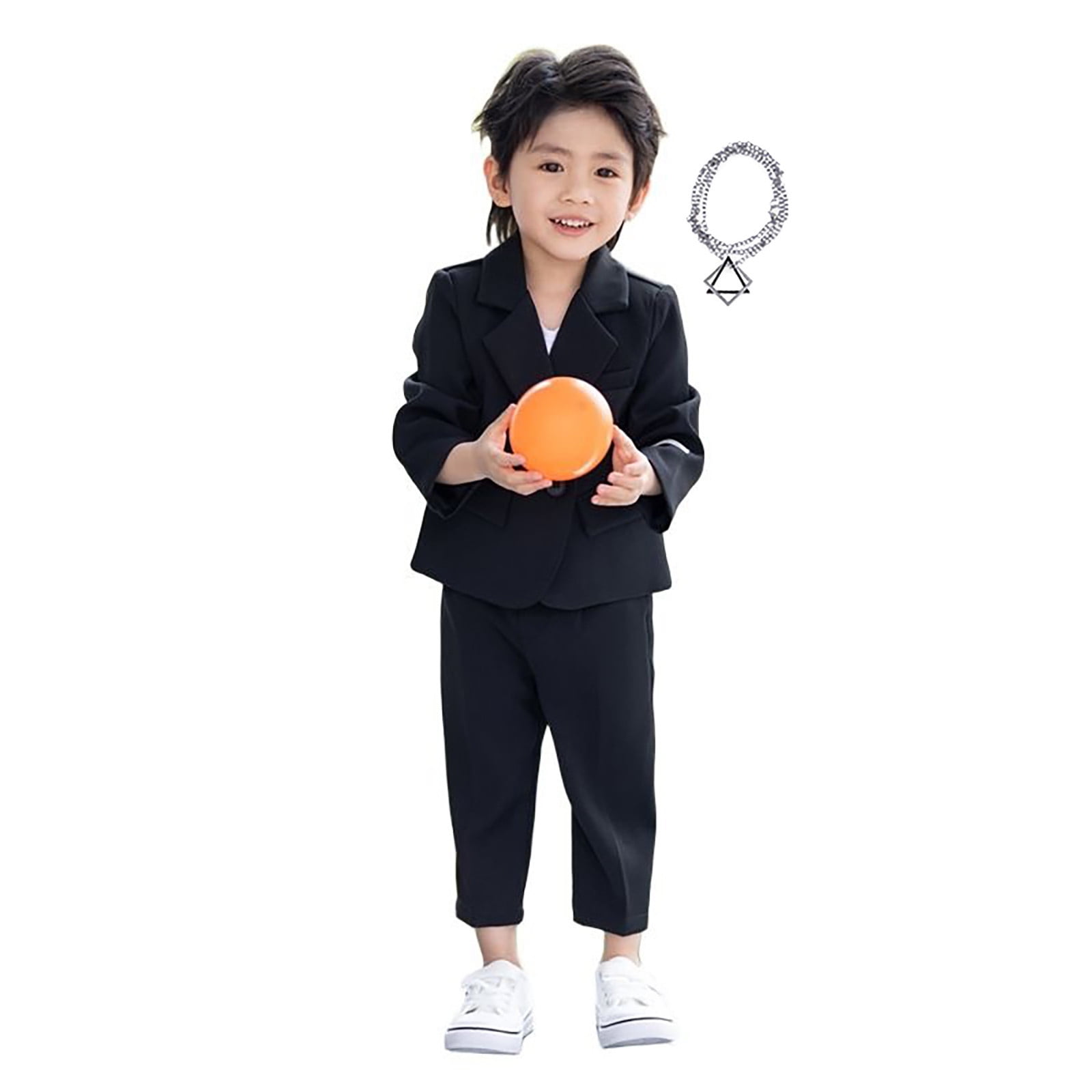 Gelikeya Little Boys Suit Size 7-8 Black Solid Color Jacket Coat Pants ...