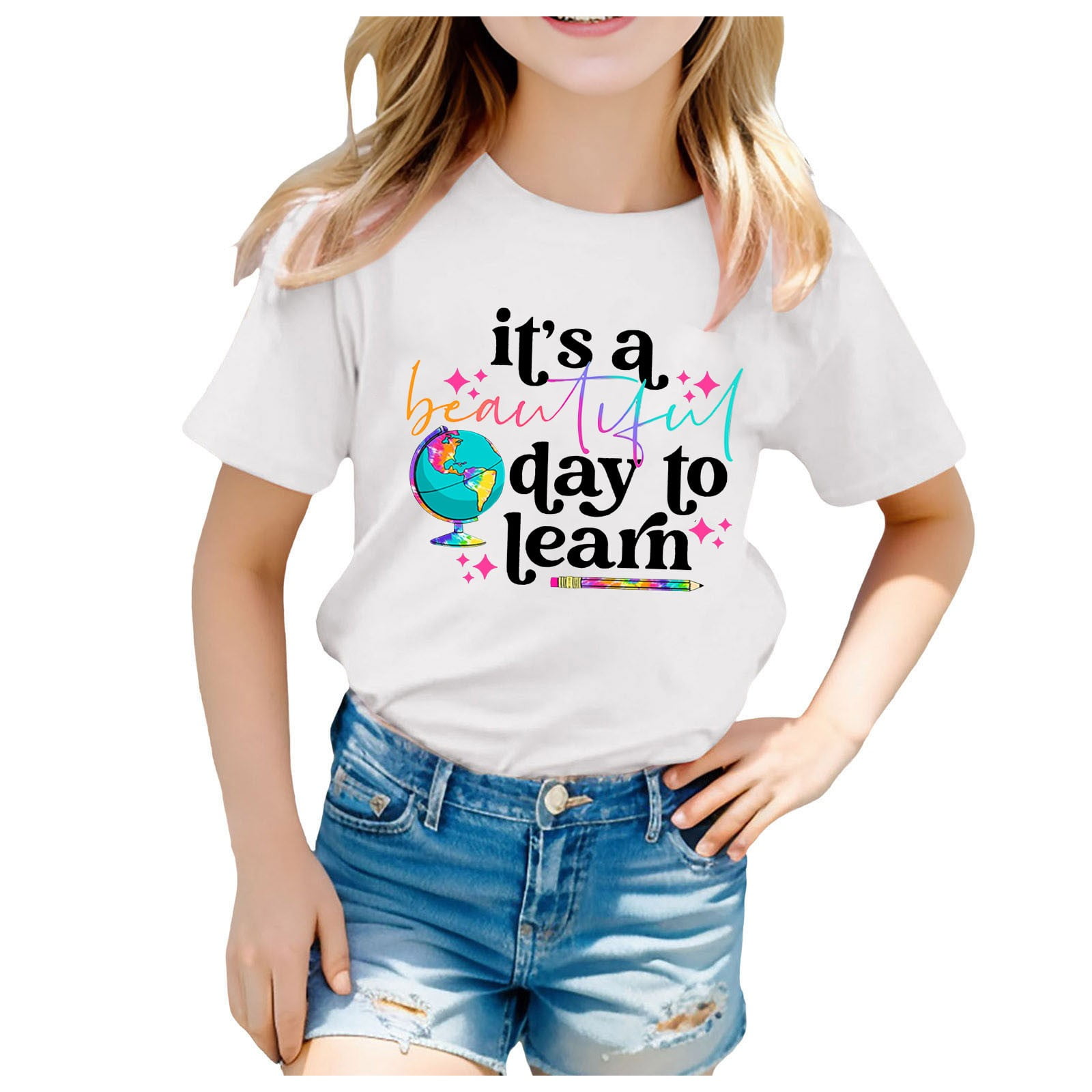 Gelikeya Little Girls Shirts Size 6-7 White Back To School Preppy Shirt ...
