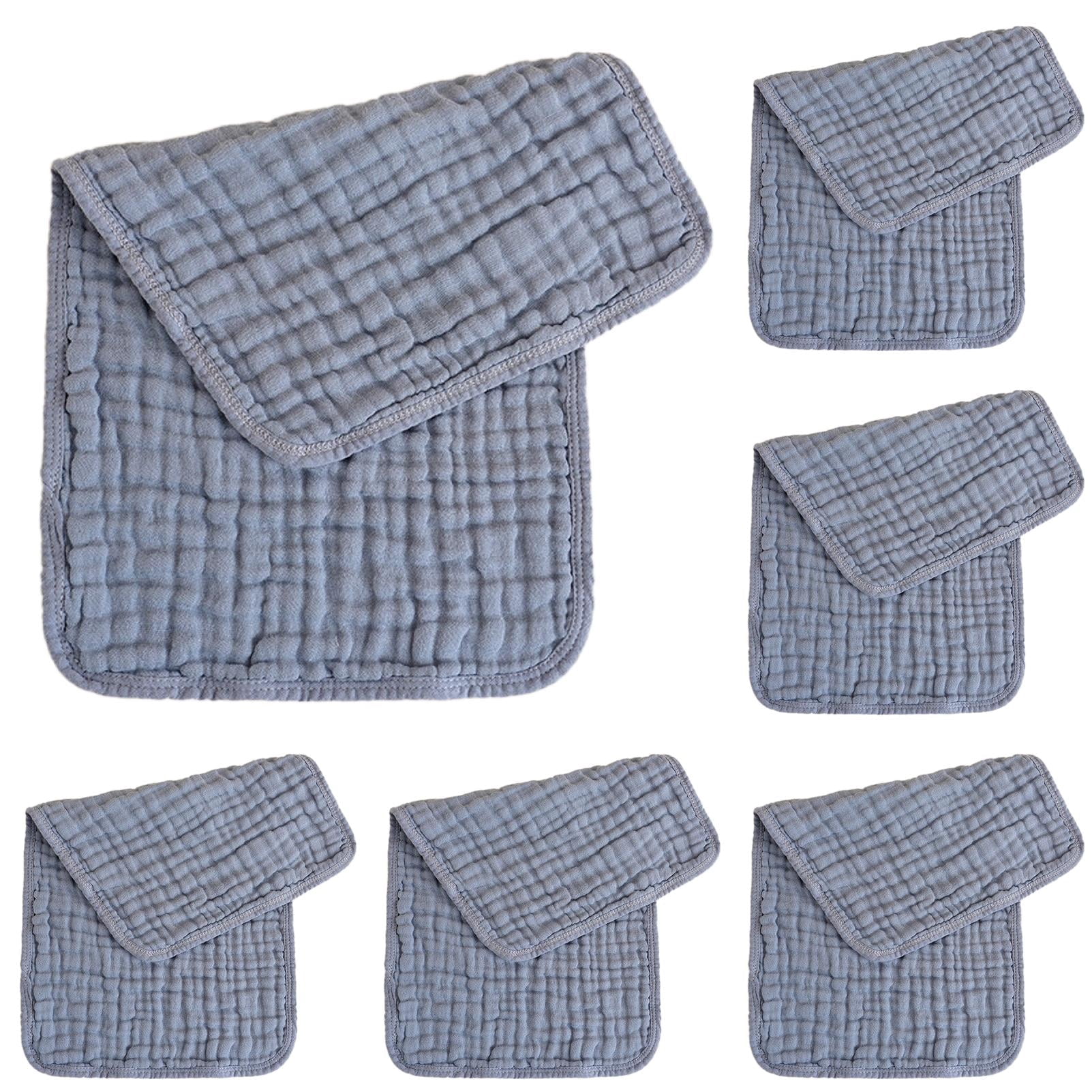 Gelikeya Muslin Burp Cloths 6 Pack for Baby Girls and Boys 100% Cotton ...